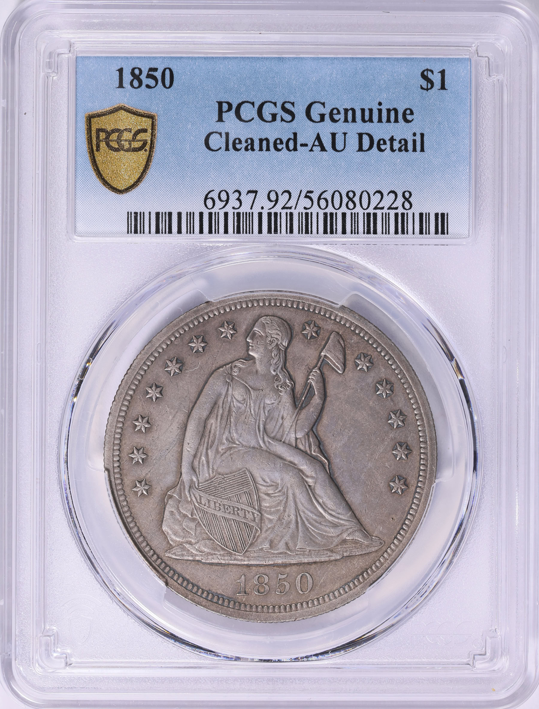 1850 Seated Liberty Silver Dollar PCGS Genuine AU Details (Item 1819300 ...