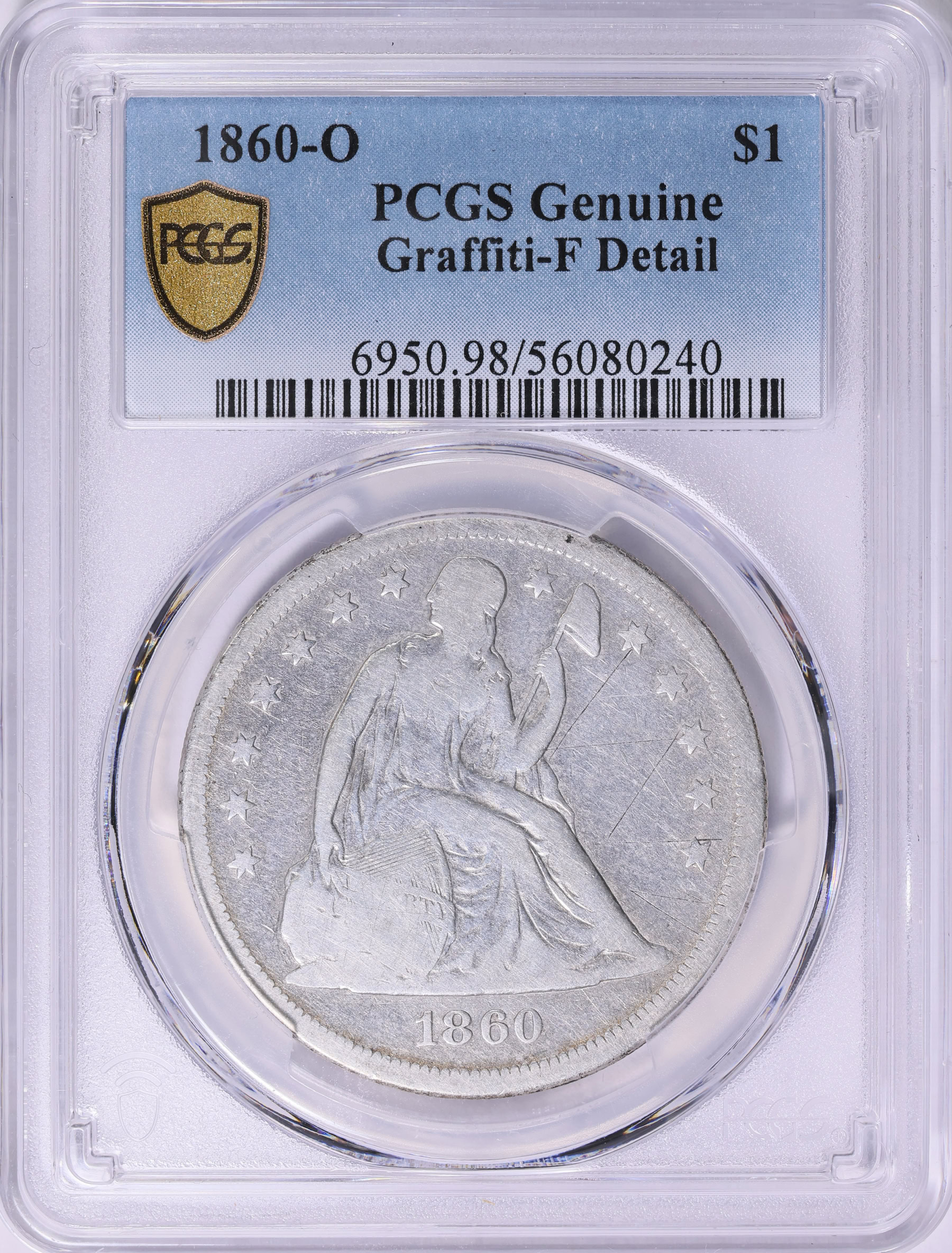1860-O Seated Liberty Silver Dollar PCGS Genuine Fine Details (Item 1819304) | GreatCollections ...
