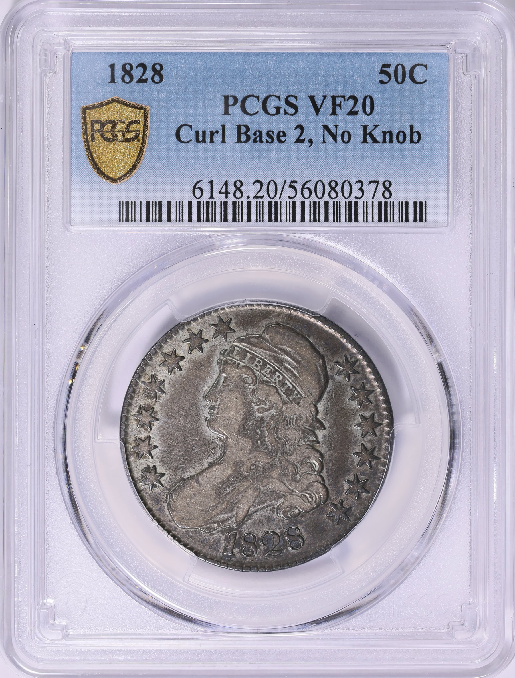 1828 Capped Bust Half Dollar Curl Base, No Knob 2 PCGS VF-20 (Item ...
