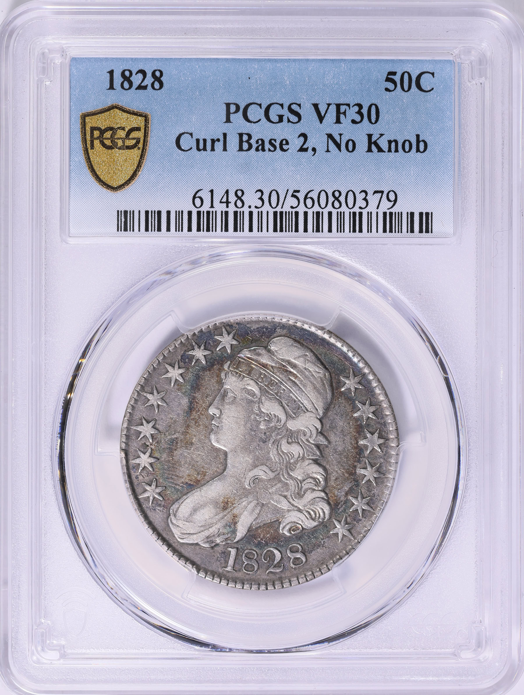 1828 Capped Bust Half Dollar Curl Base, No Knob 2 PCGS VF-30 (Toned ...
