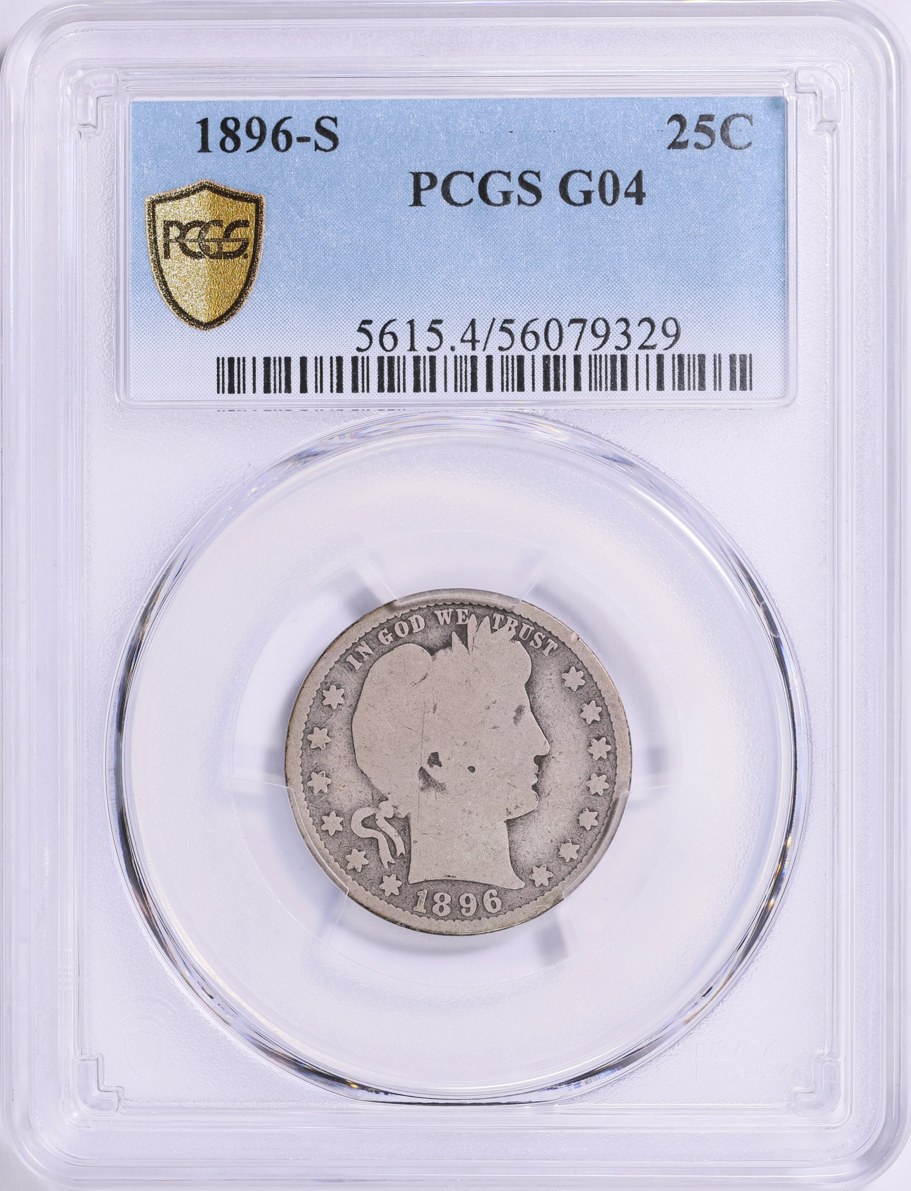 1896-S Barber Quarter PCGS G-04 (Item 1819357) | GreatCollections Coin Auctions