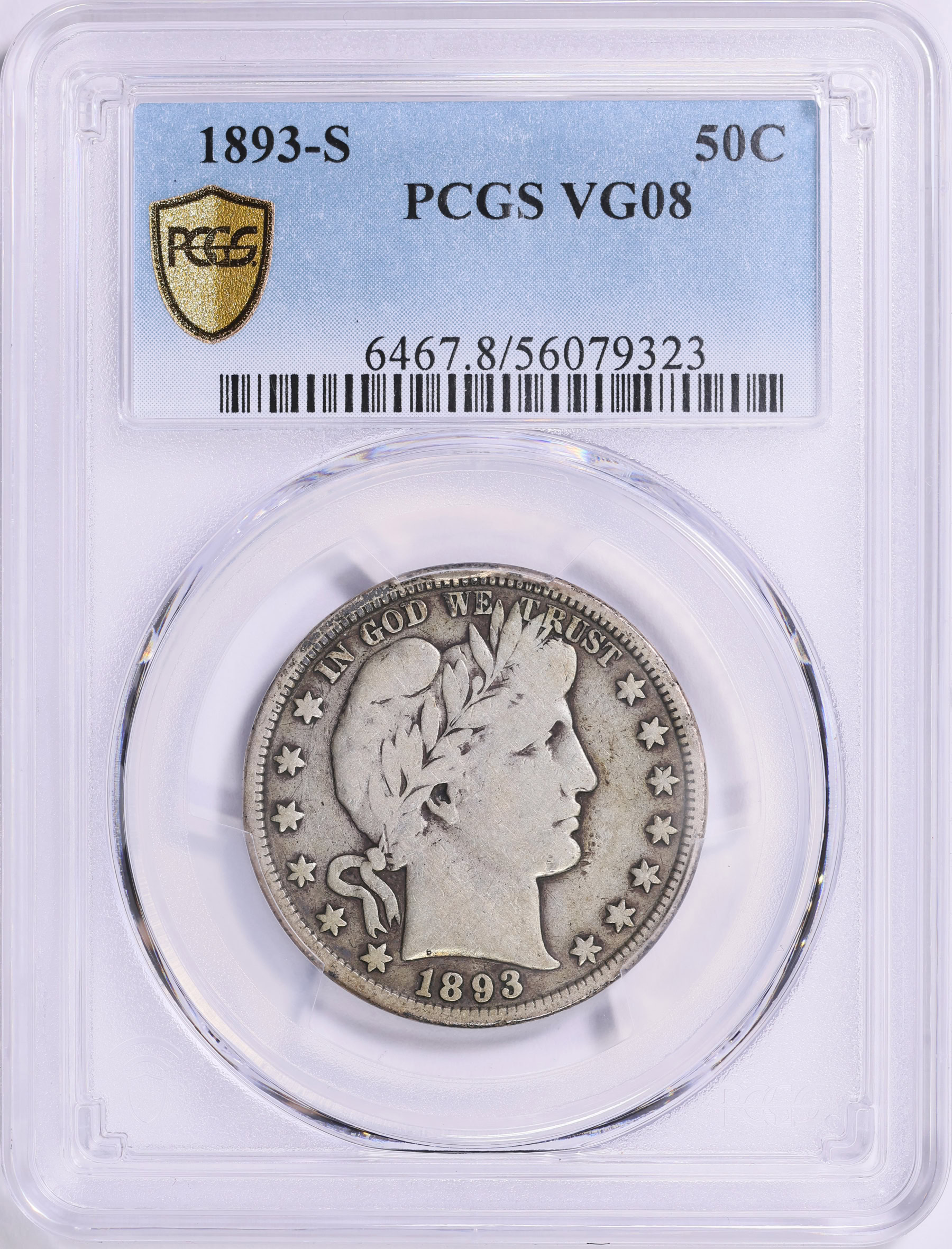 1893-S Barber Half Dollar PCGS VG-08 (Item 1819358) | GreatCollections Coin Auctions