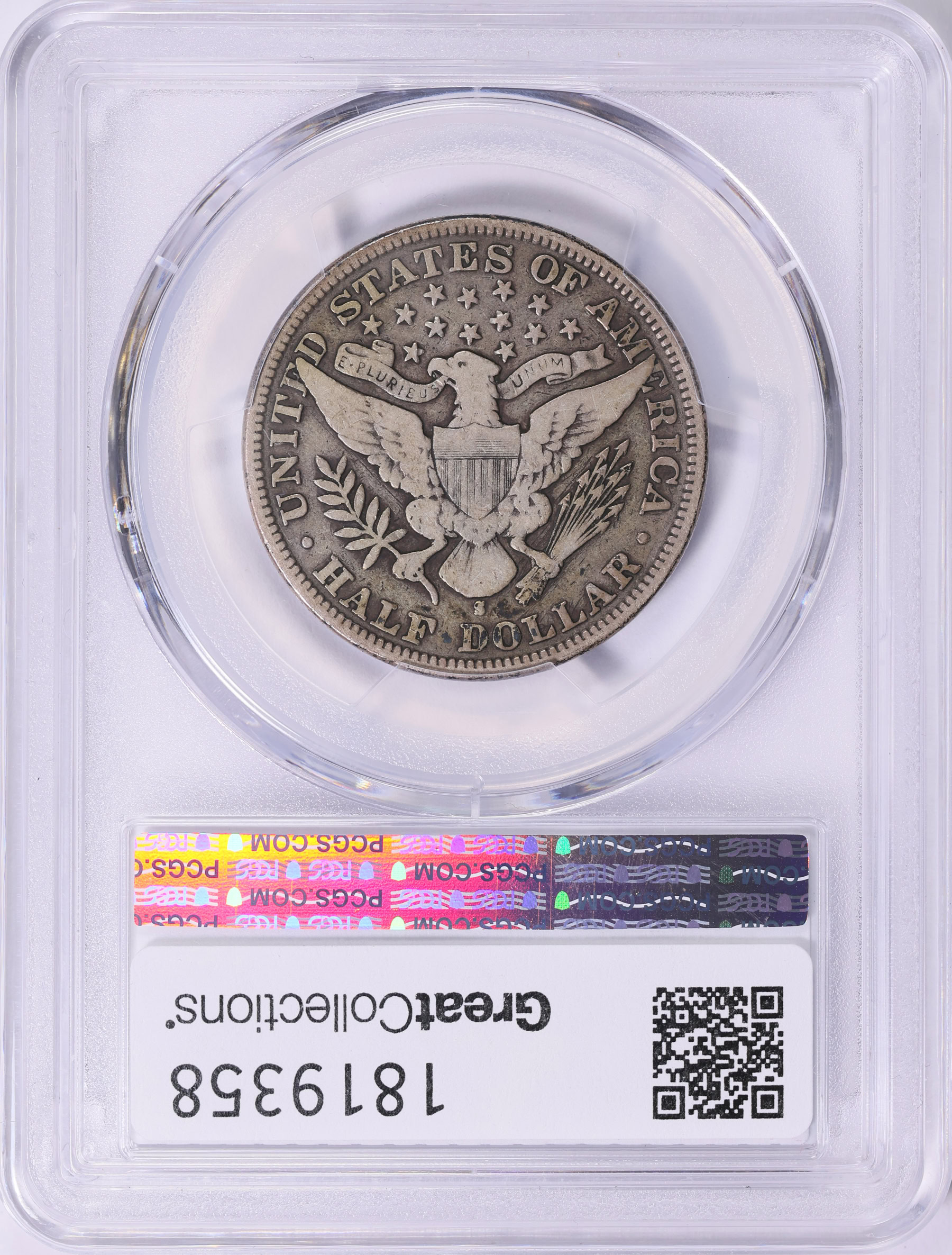 1893-S Barber Half Dollar PCGS VG-08 (Item 1819358) | GreatCollections Coin Auctions