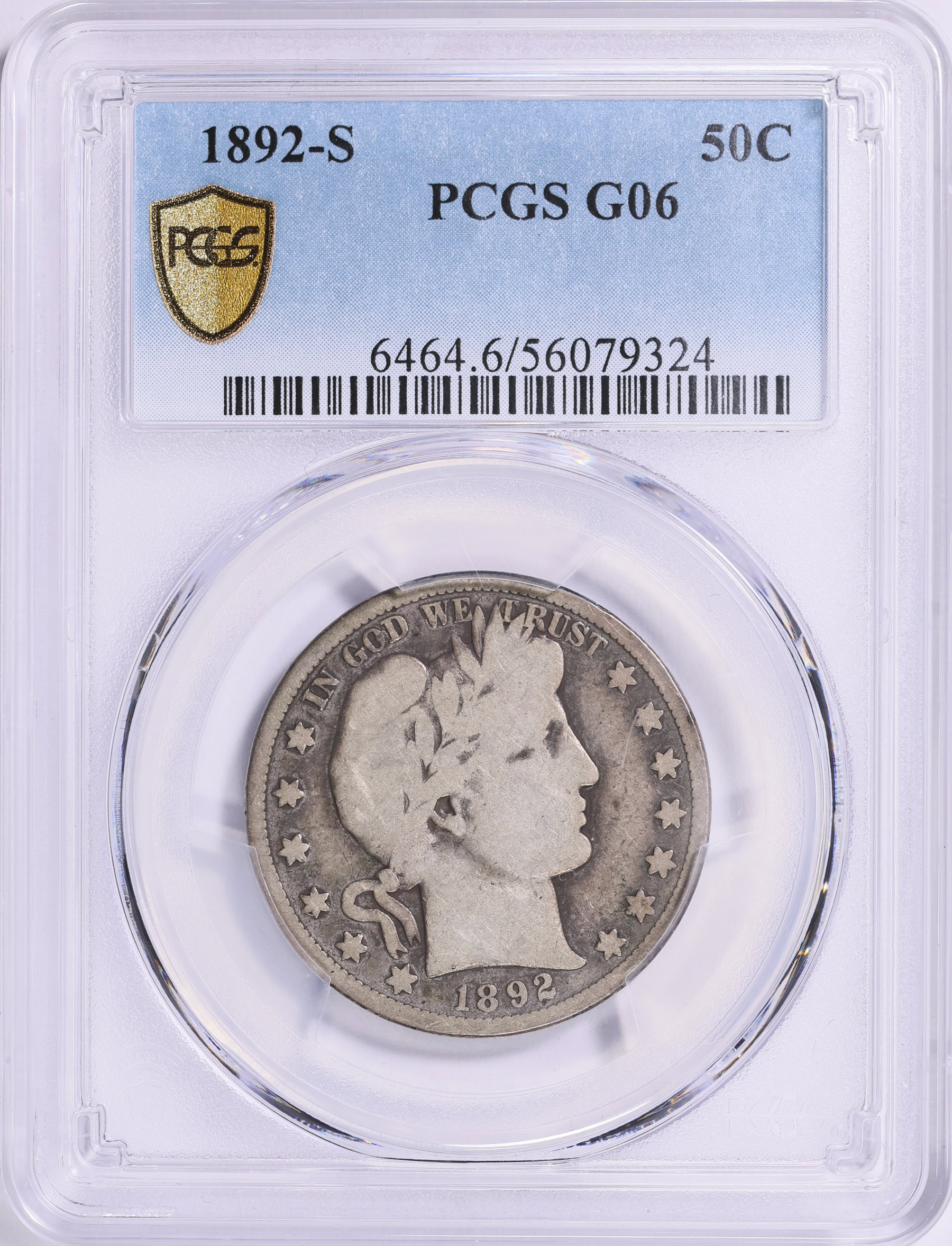 1892-S Barber Half Dollar PCGS G-06 (Item 1819359) | GreatCollections Coin Auctions