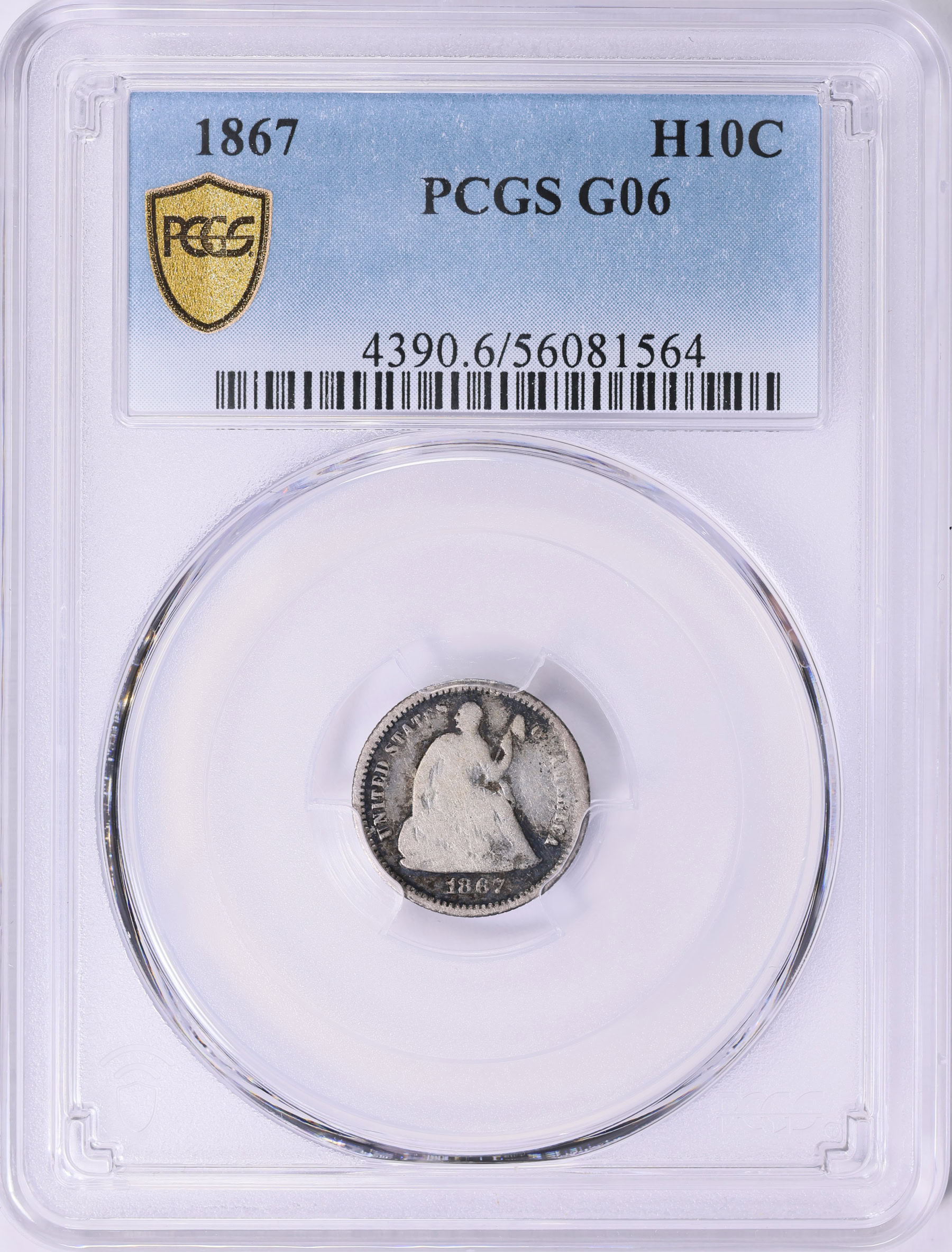 1867 Seated Liberty Half Dime PCGS G-06 (Item 1819360) | GreatCollections Coin Auctions