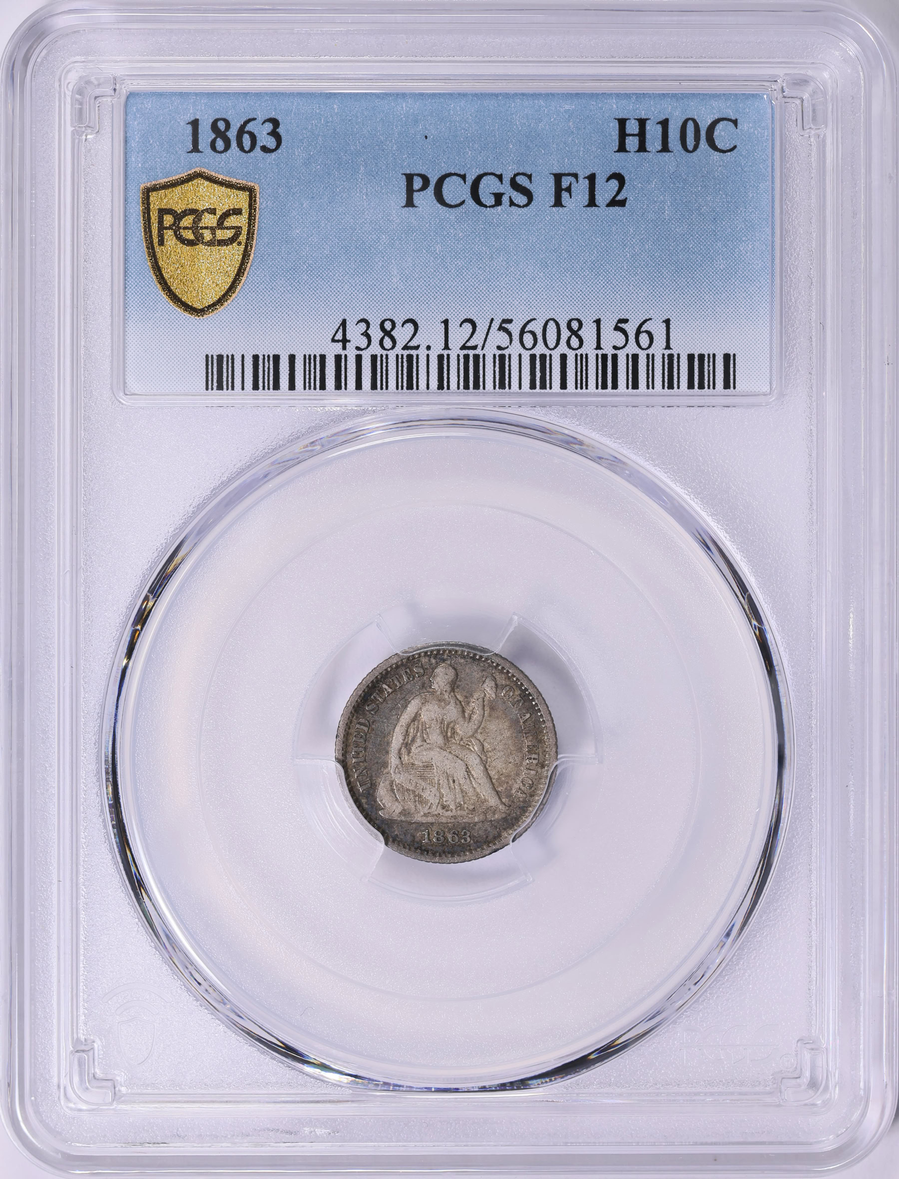 1863 Seated Liberty Half Dime PCGS F-12 (Item 1819362) | GreatCollections Coin Auctions
