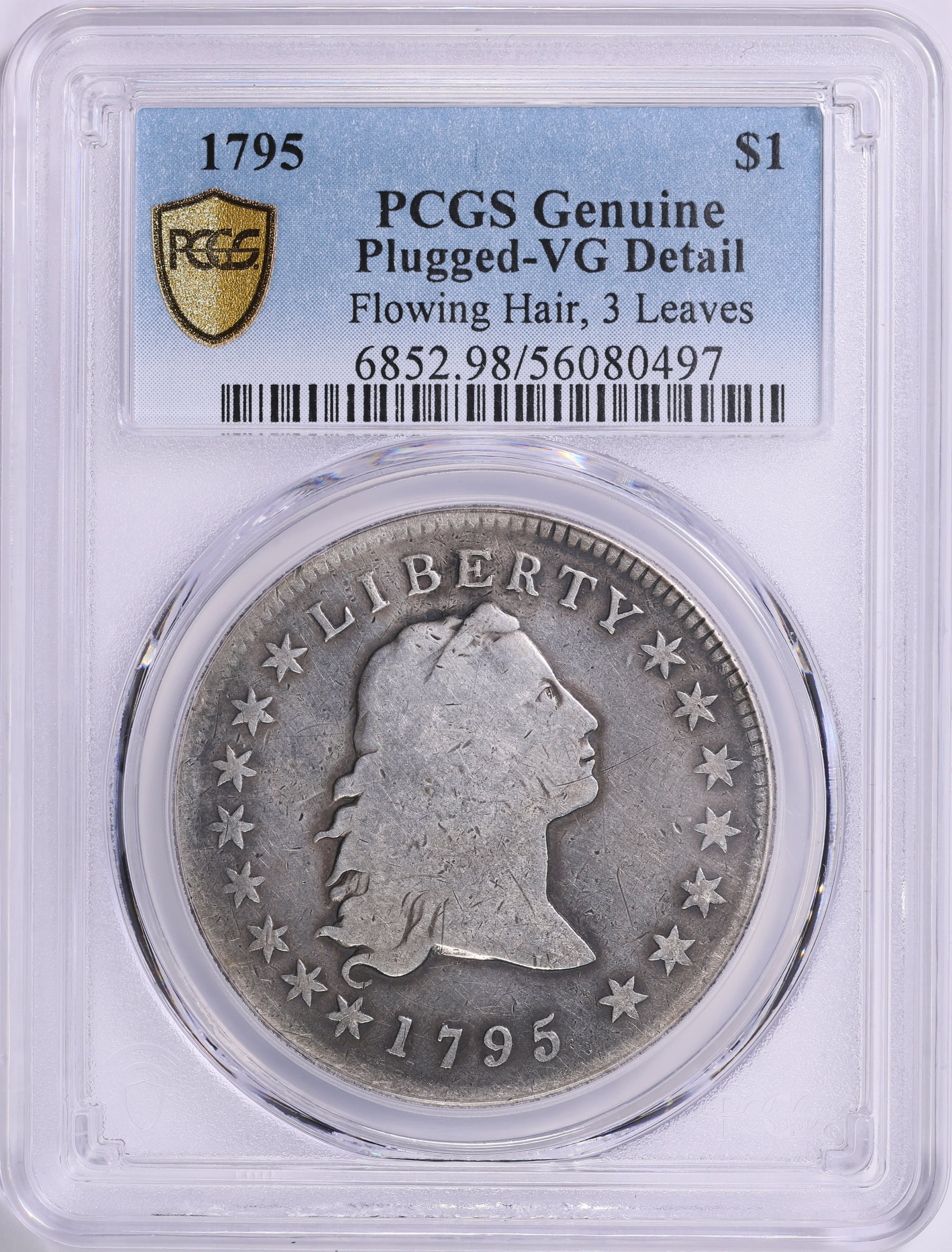 1795 Flowing Hair Silver Dollar 3 Leaves PCGS Genuine VG Details (Item 1819370 ...