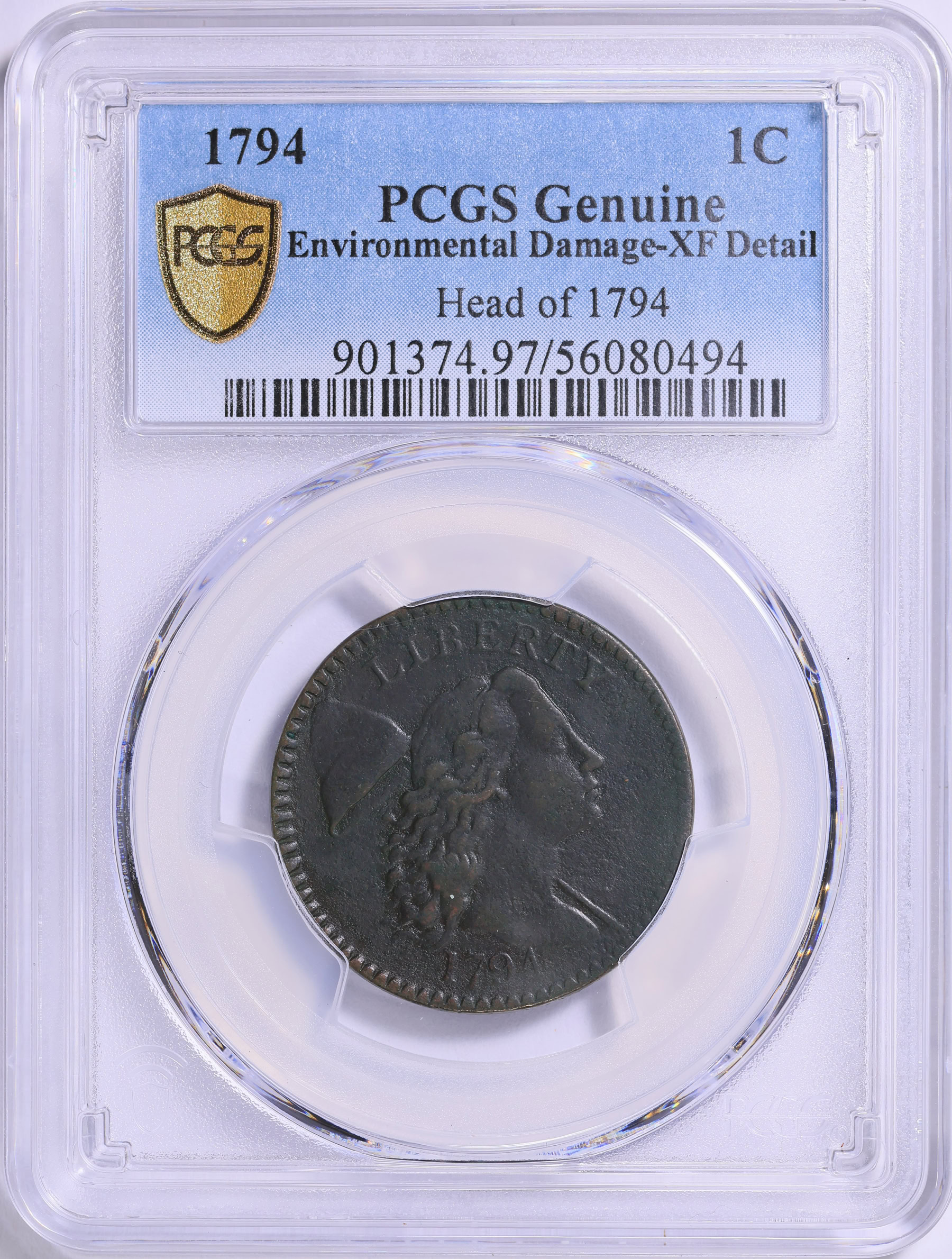1794 Liberty Cap Cent Head of 1794 PCGS Genuine XF Details (Item ...