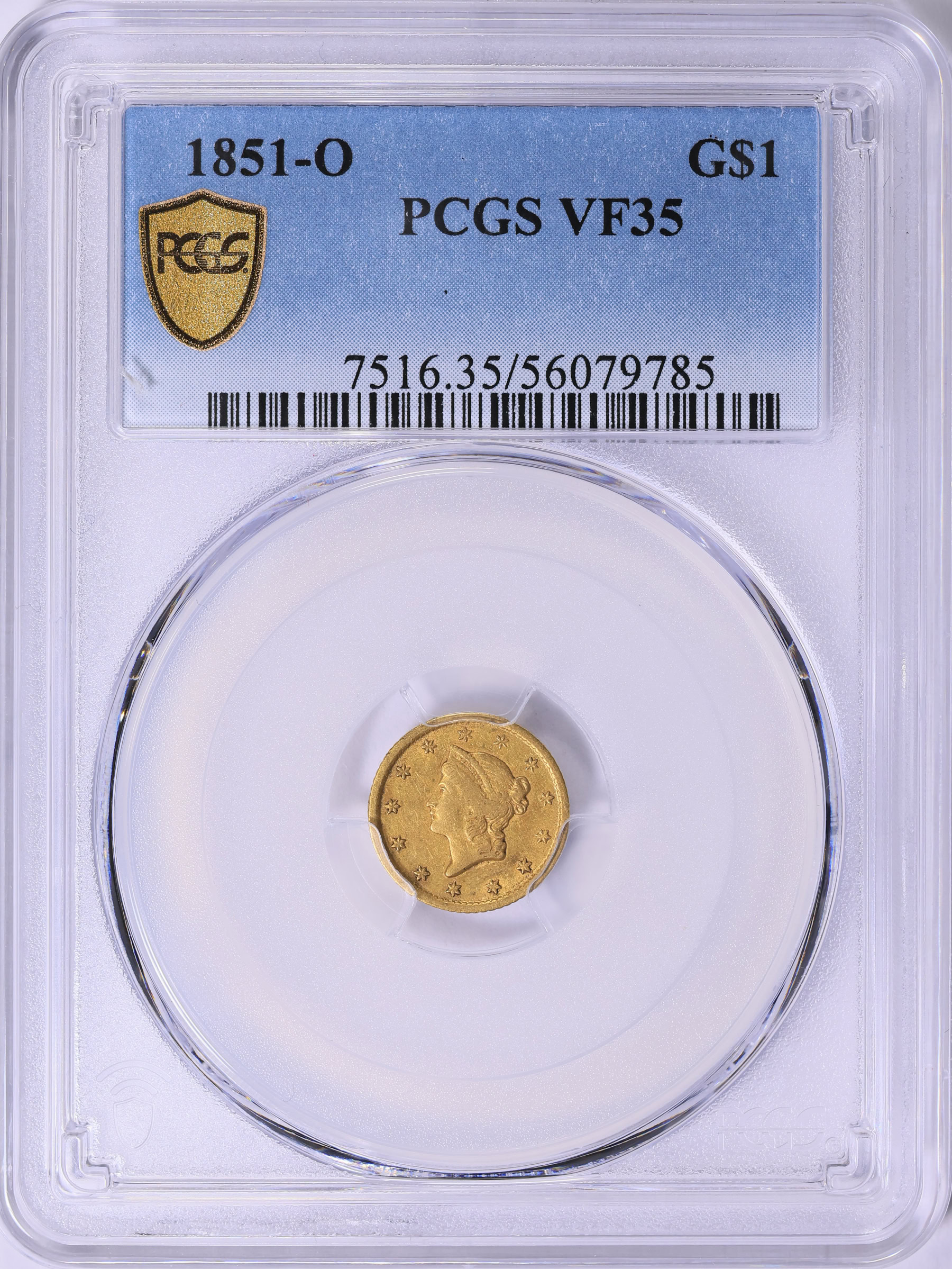 1851-O Liberty Gold Dollar PCGS VF-35 (Item 1819389) | GreatCollections Coin Auctions