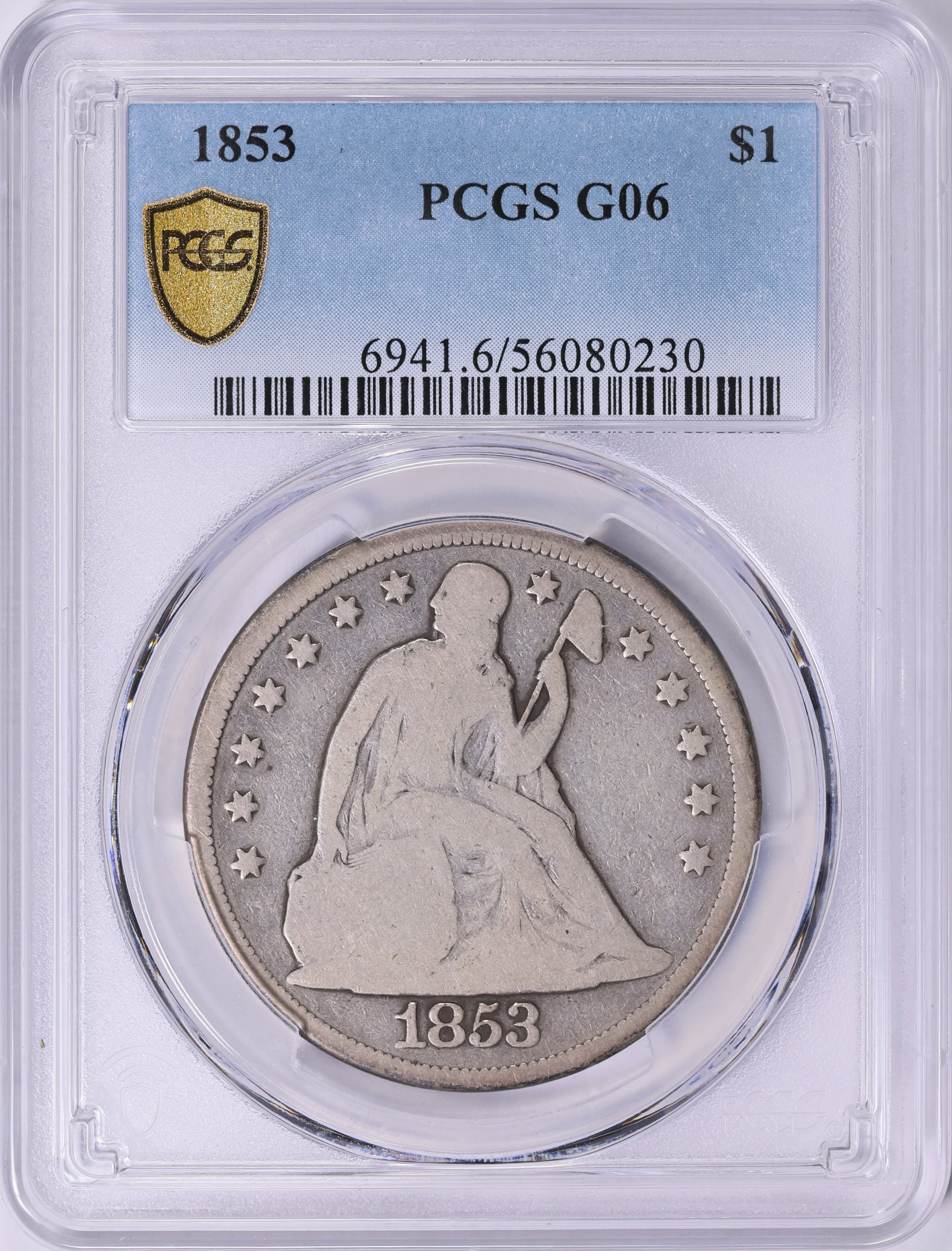 1853 Seated Liberty Silver Dollar PCGS G-06 (Item 1819396) | GreatCollections Coin Auctions