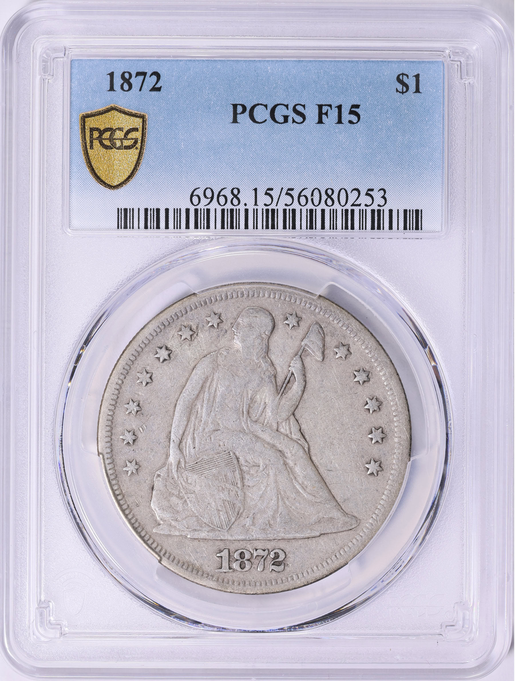1872 Seated Liberty Silver Dollar PCGS F-15 (Item 1819400) | GreatCollections Coin Auctions