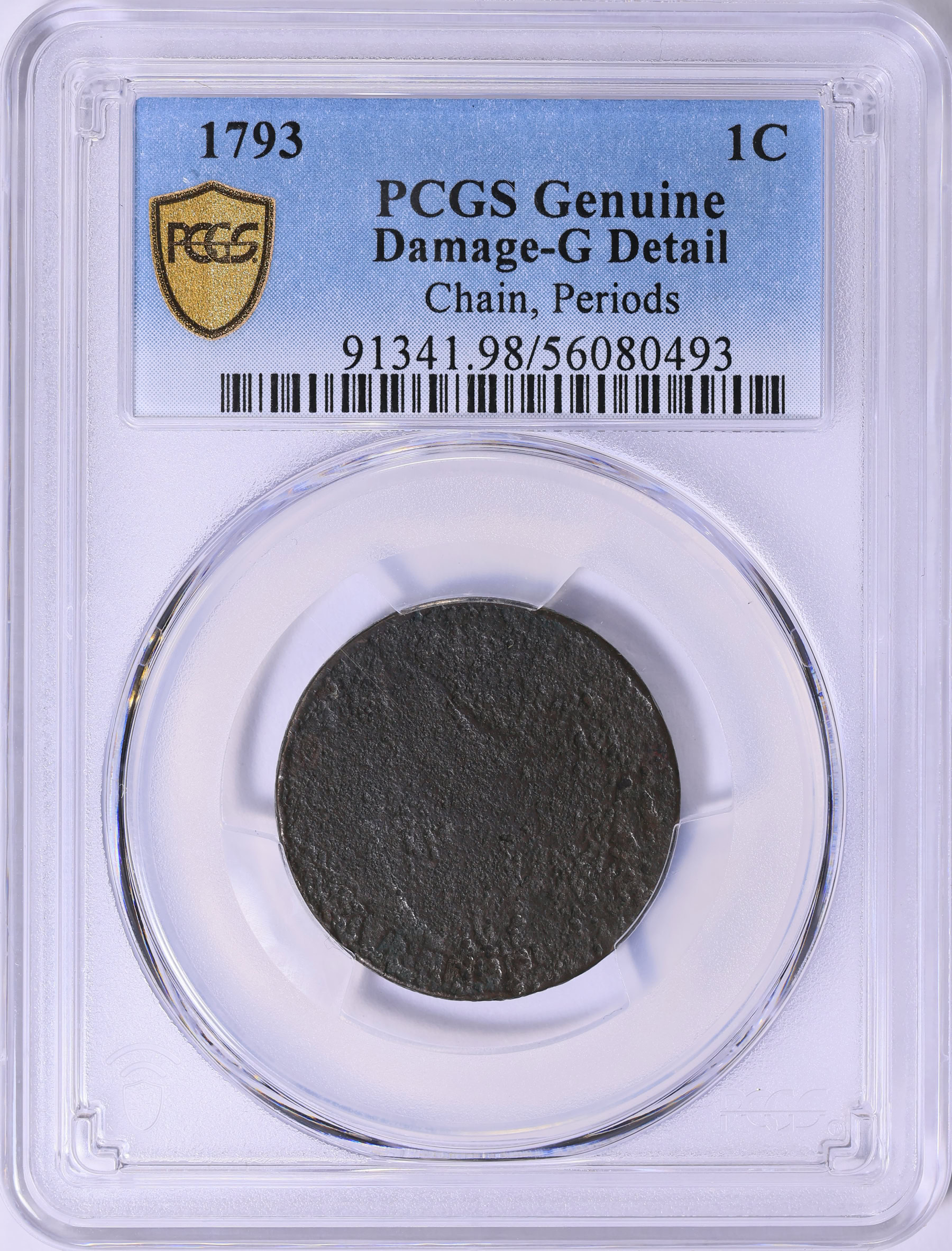 1793 Chain Cent Periods PCGS Genuine Good Details (Item 1819406 ...