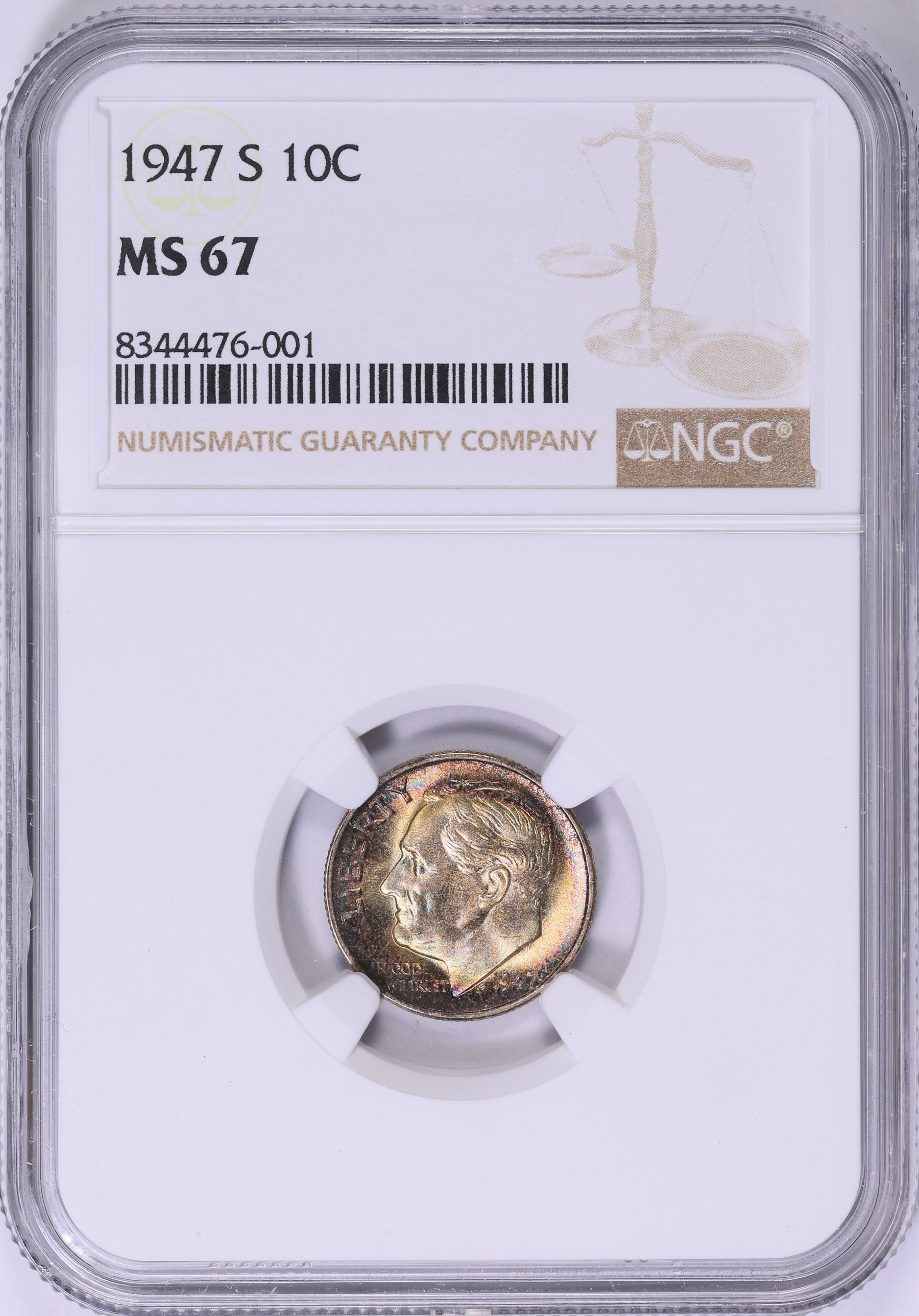 1947-S Roosevelt Dime NGC MS-67 (Toned) (Item 1819441) | GreatCollections Coin Auctions