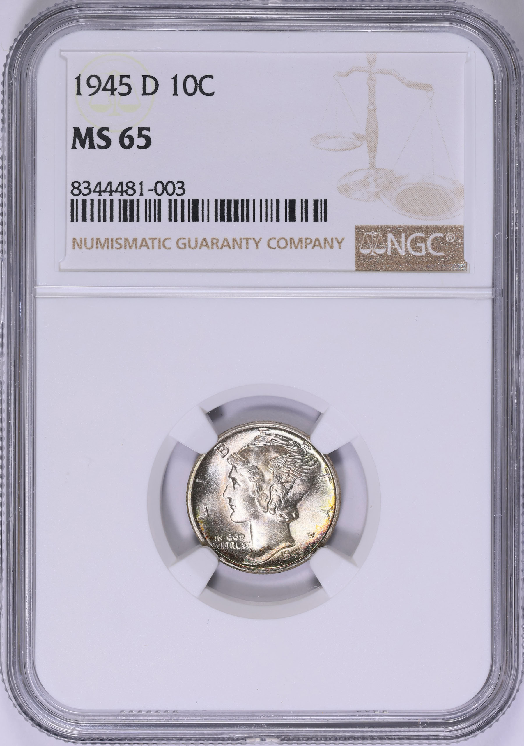 1945-D Mercury Dime NGC MS-65 (Toned) (Item 1819527) | GreatCollections Coin Auctions