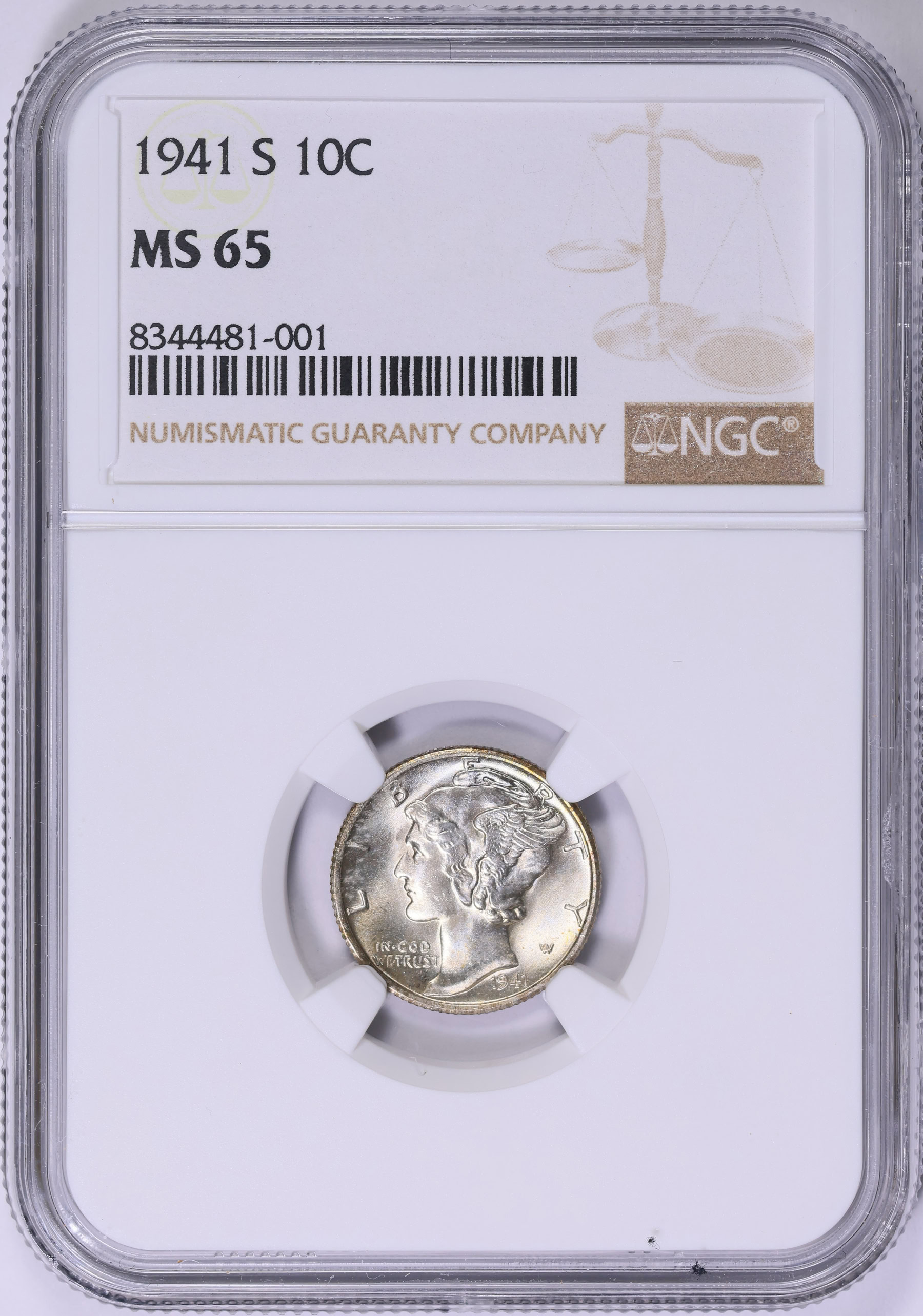 1941-S Mercury Dime NGC MS-65 (Toned) (Item 1819537) | GreatCollections Coin Auctions