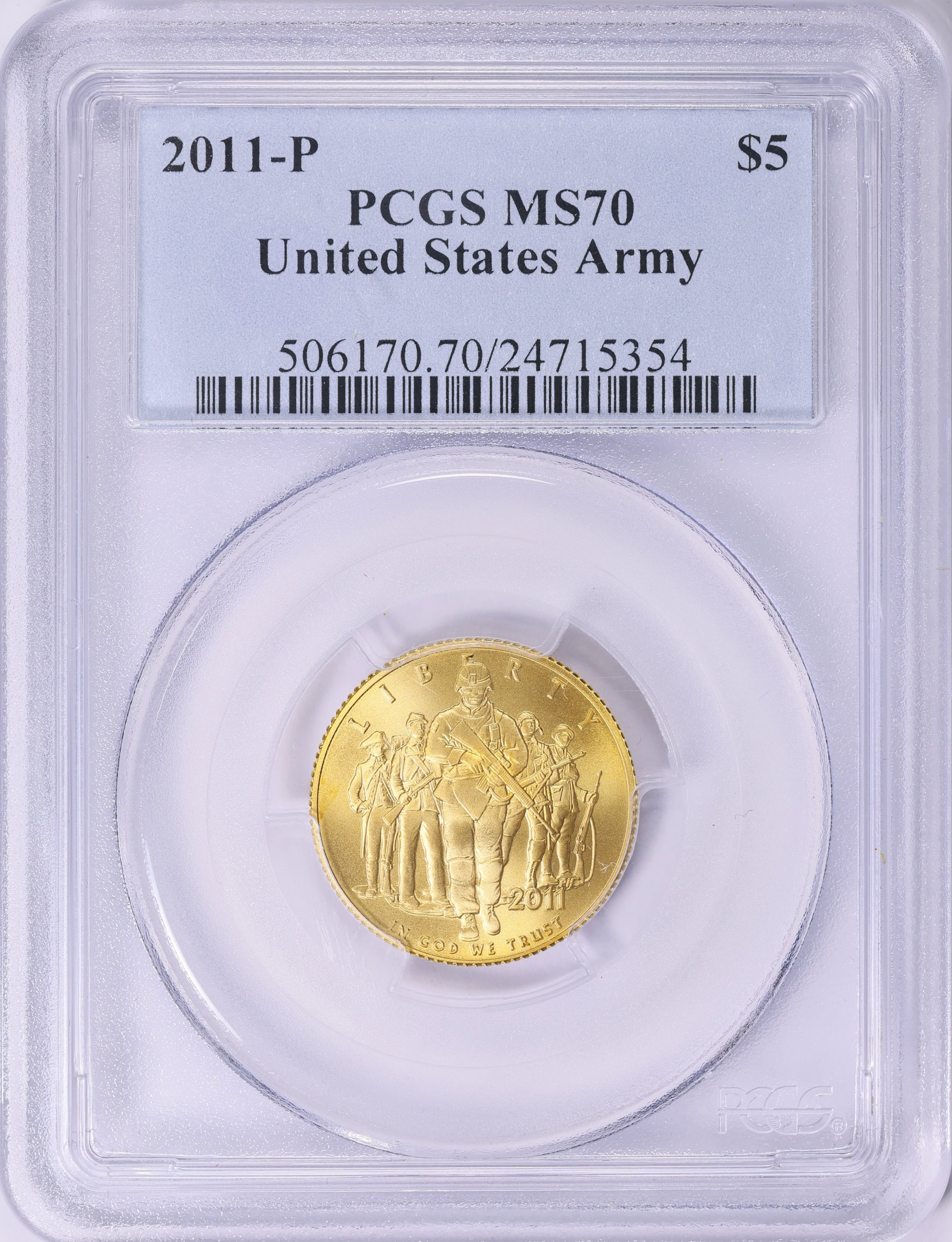 2011-P U.S. Army Gold $5 PCGS MS-70 (Item 1819603) | GreatCollections ...