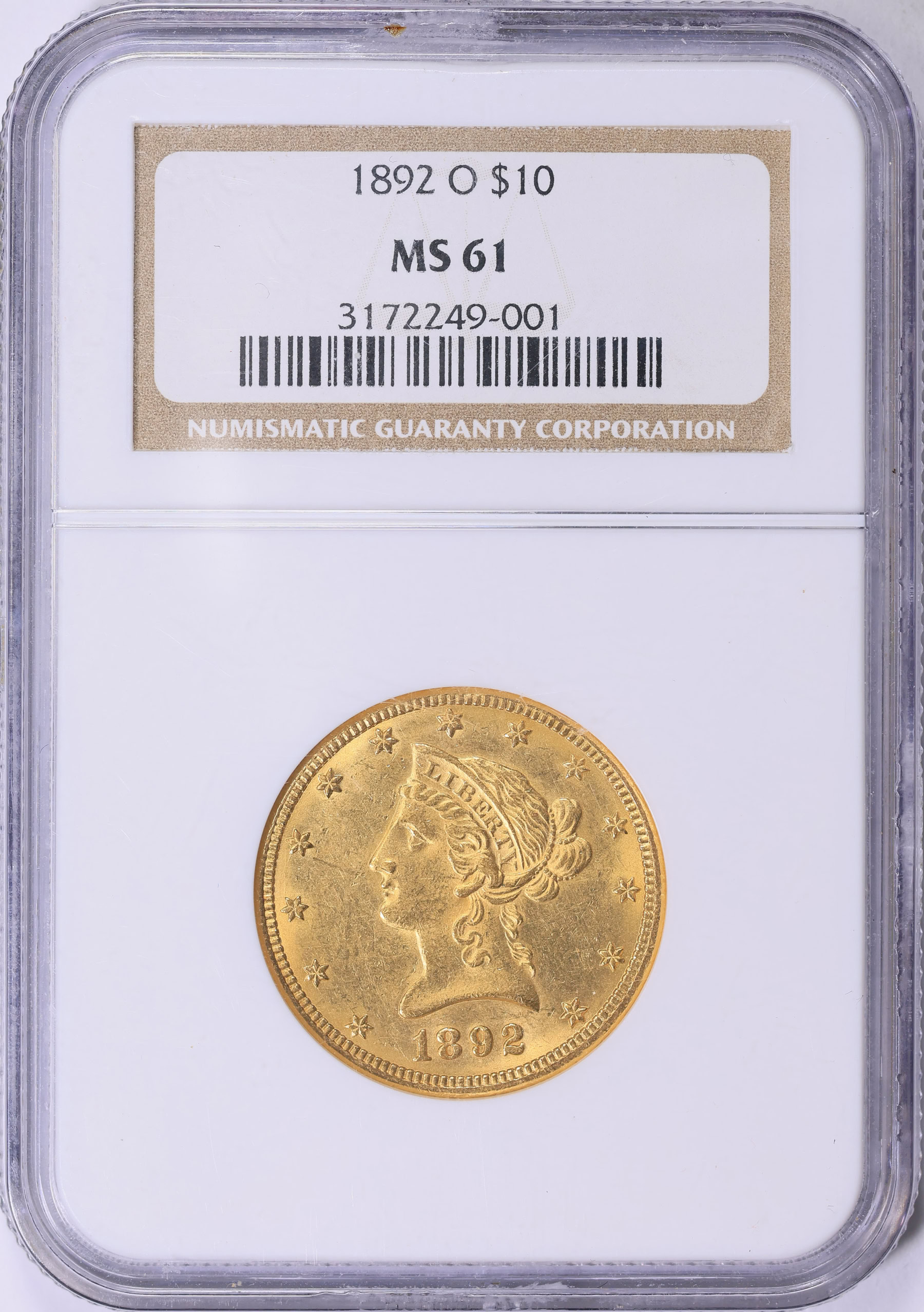 1892-O Liberty Gold Eagle NGC MS-61 (Item 1819610) | GreatCollections Coin Auctions