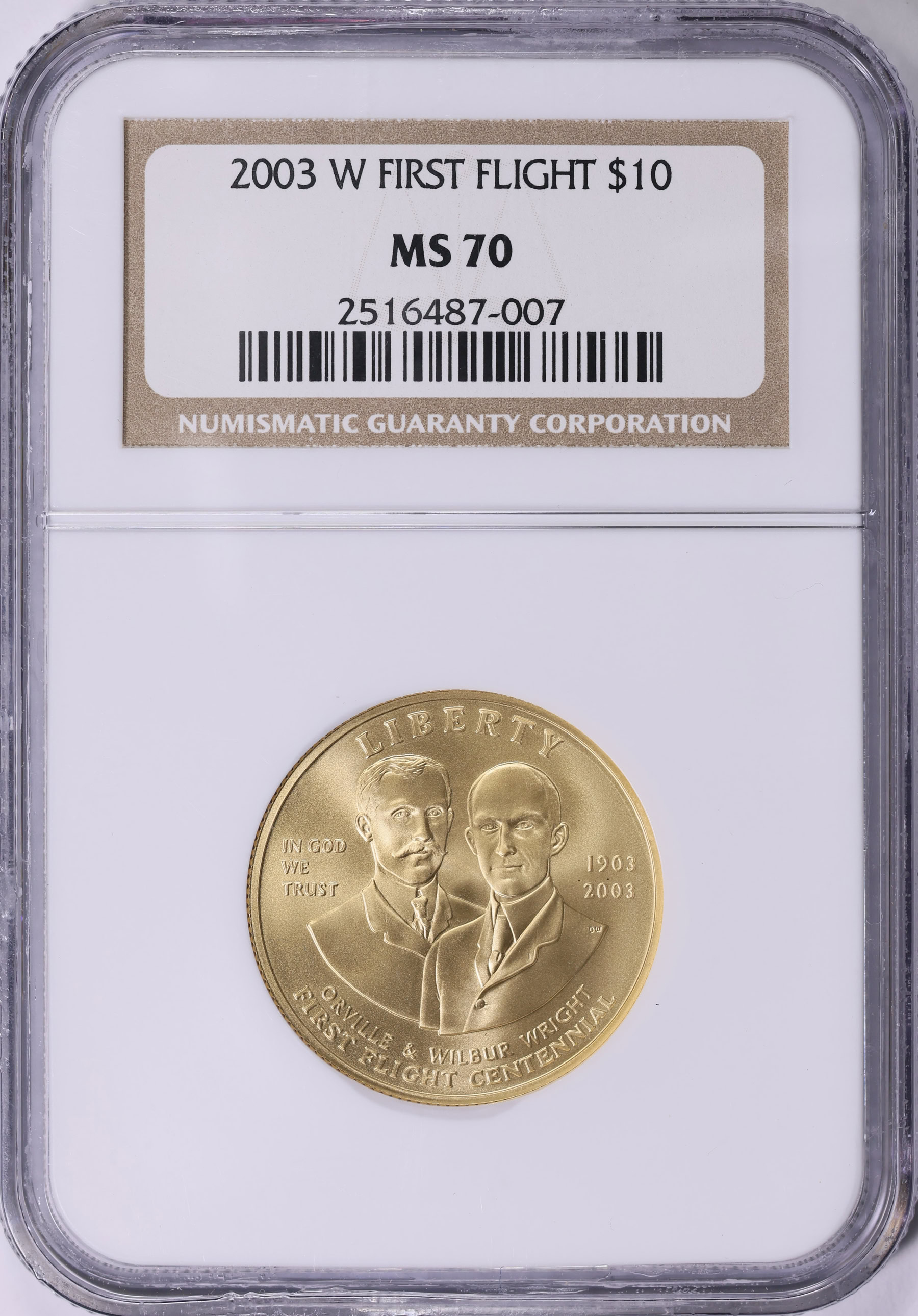 2003-W First Flight Centennial Gold $10 NGC MS-70 (Item 1819629 ...