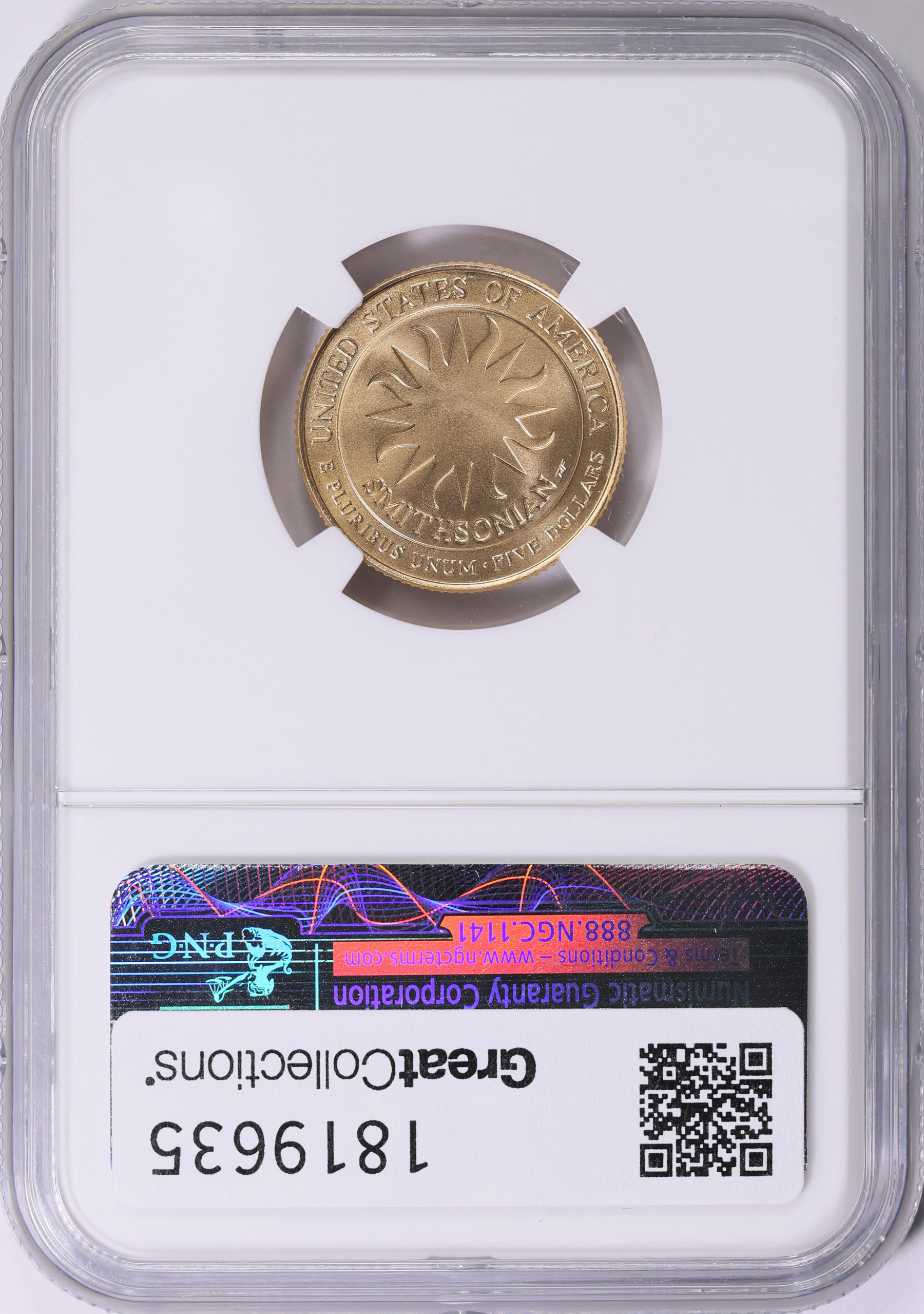 1996-W Smithsonian Institution 150th Anniversary Gold $5 NGC MS-70 ...