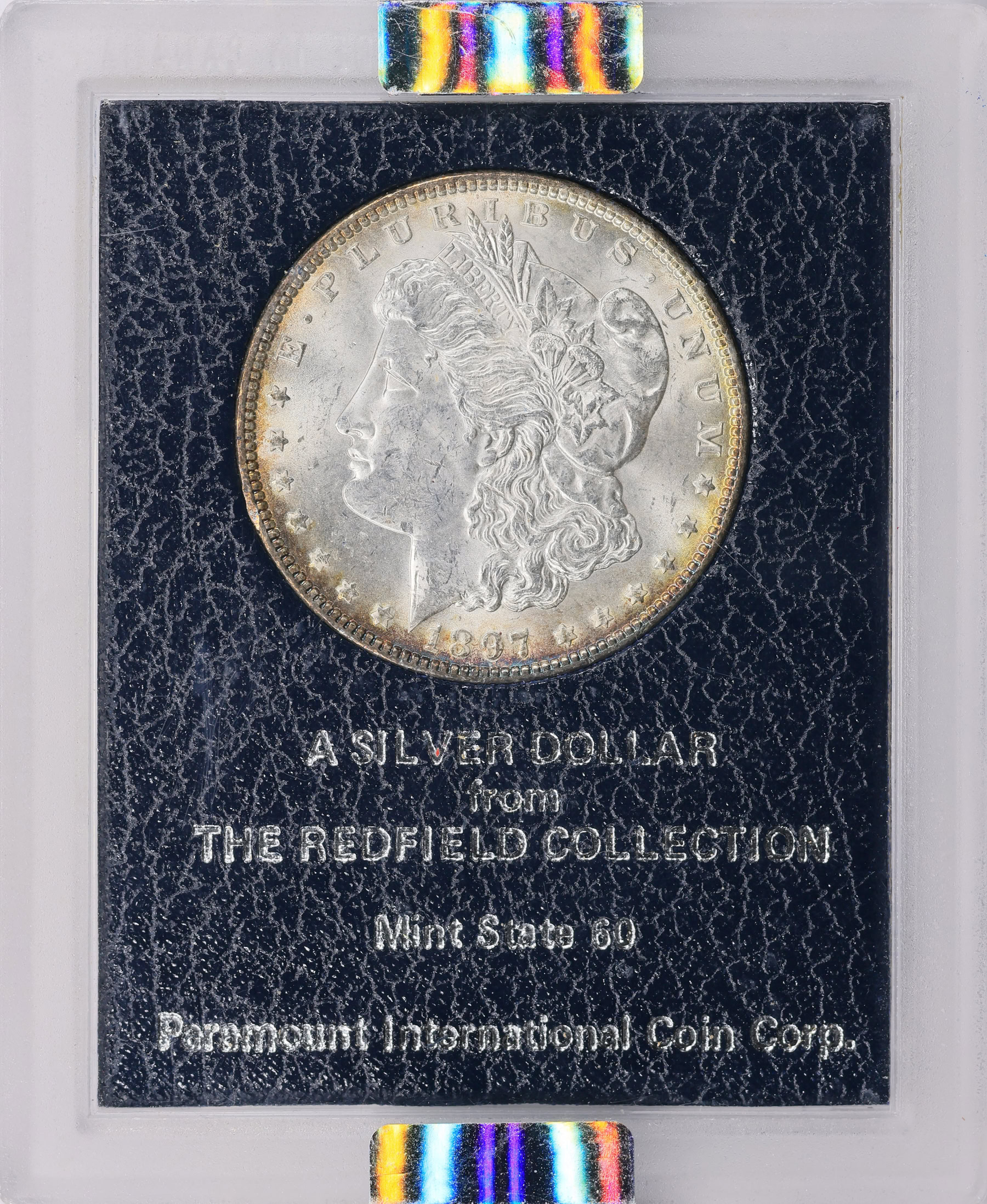1897 Morgan Silver Dollar NGC MS-63 (Toned) (Redfield Collection) (Paramount Black Holder) (Item ...
