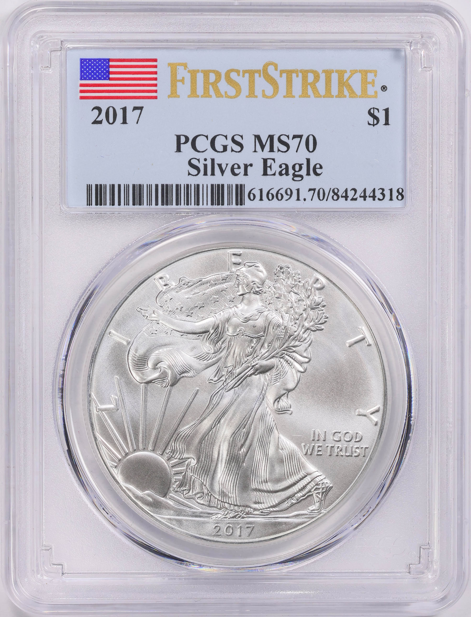 2017 $1 Silver Eagle First Strike PCGS MS-70 (Item 1819782) | GreatCollections Coin Auctions