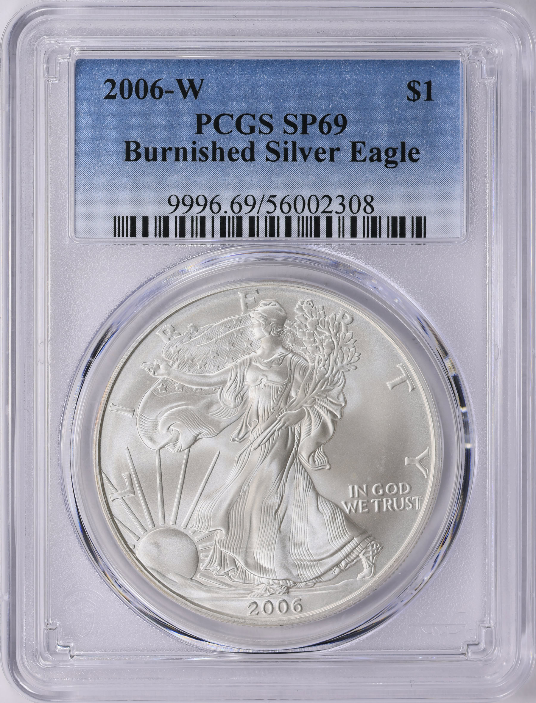 2006-W $1 Silver Eagle Burnished PCGS SP-69 (Item 1820078) | GreatCollections Coin Auctions