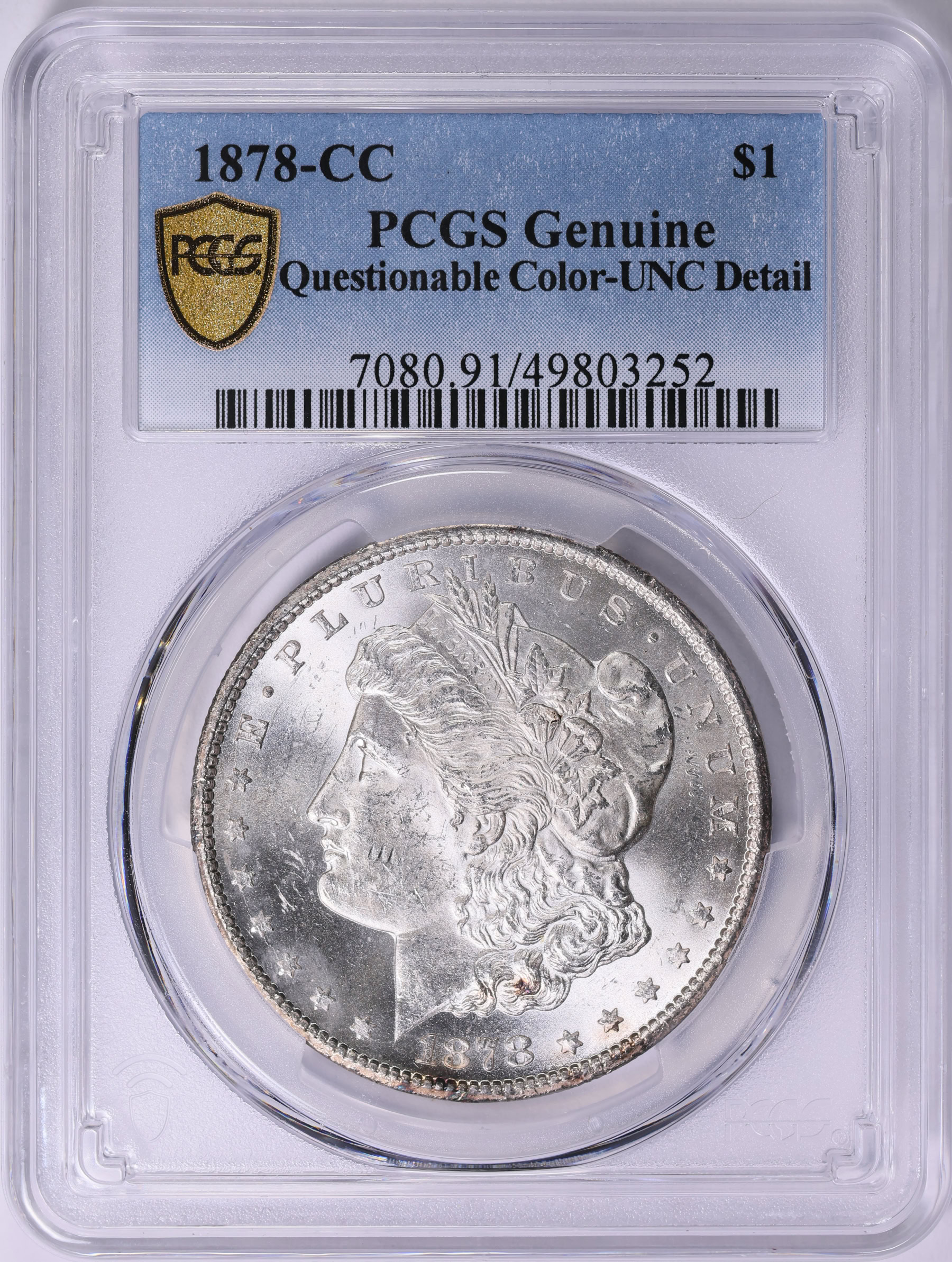 1878-CC Morgan Silver Dollar PCGS Genuine Unc Details (Art. Toned) (Item 1820107 ...