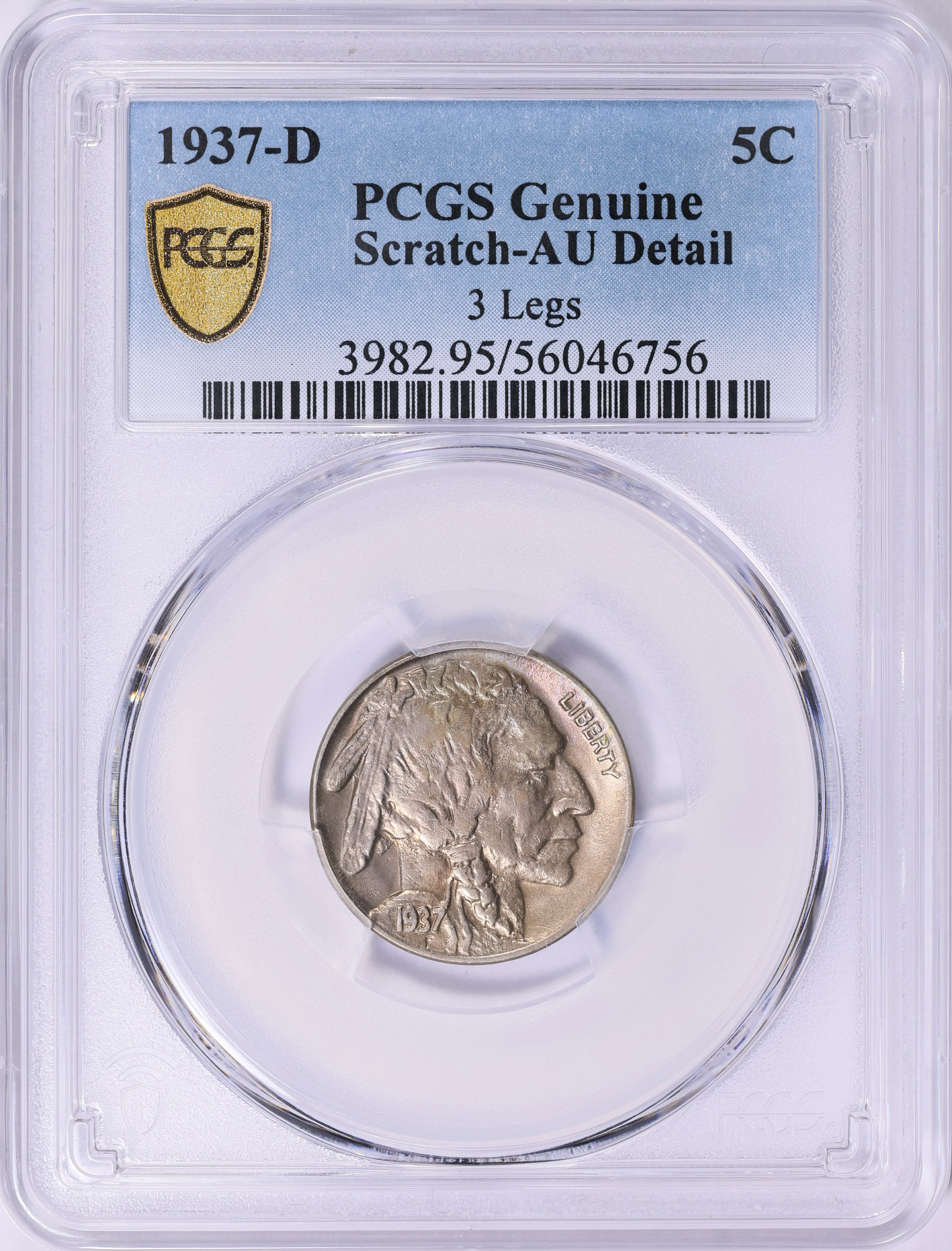 1937-D Buffalo Nickel 3 Legs PCGS Genuine AU Details (Item 1820203) | GreatCollections Coin Auctions