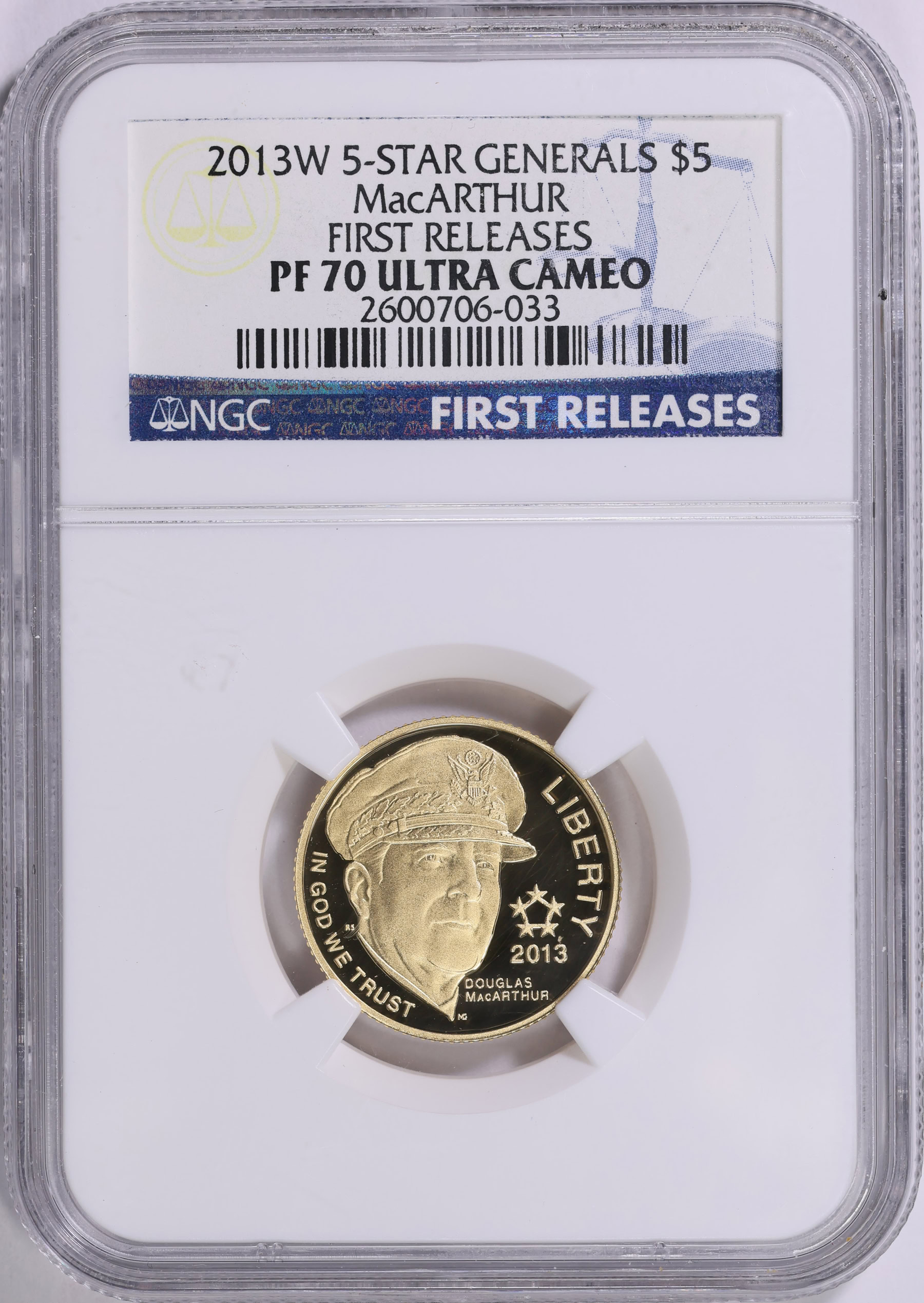 2013-W 5 Star Generals $5 Gold MacArthur First Releases NGC Proof-70 UC ...