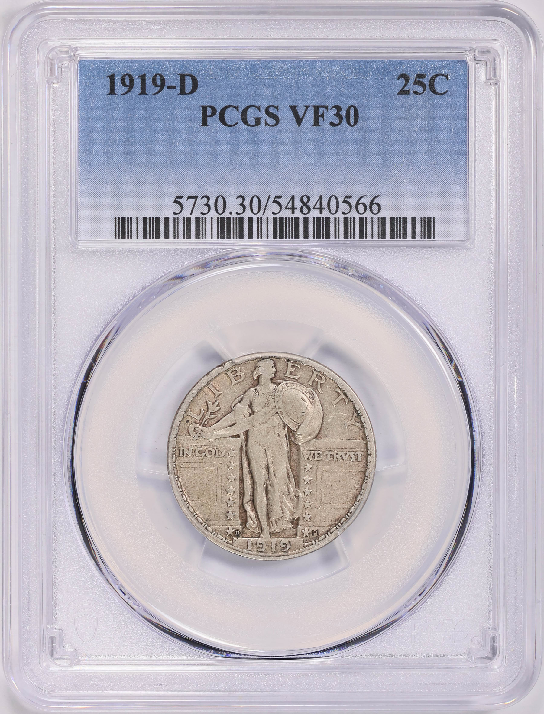1919-D Standing Liberty Quarter PCGS VF-30 (Item 1820285) | GreatCollections Coin Auctions