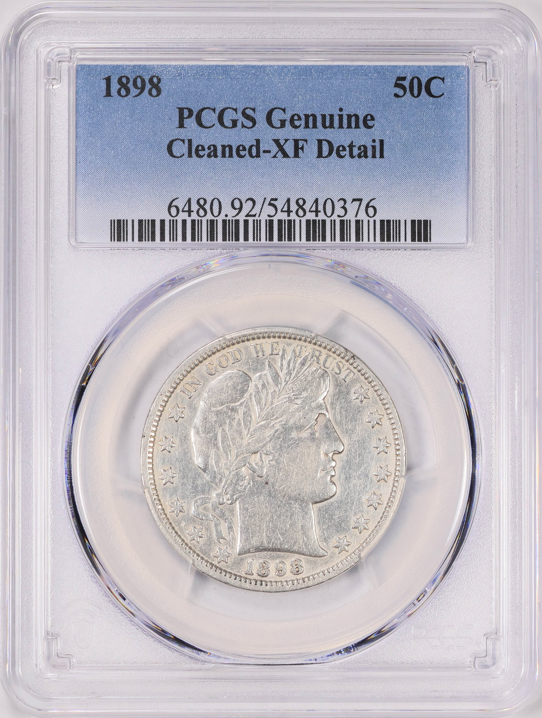 1898 Barber Half Dollar PCGS Genuine XF Details (Item 1820320) | GreatCollections Coin Auctions