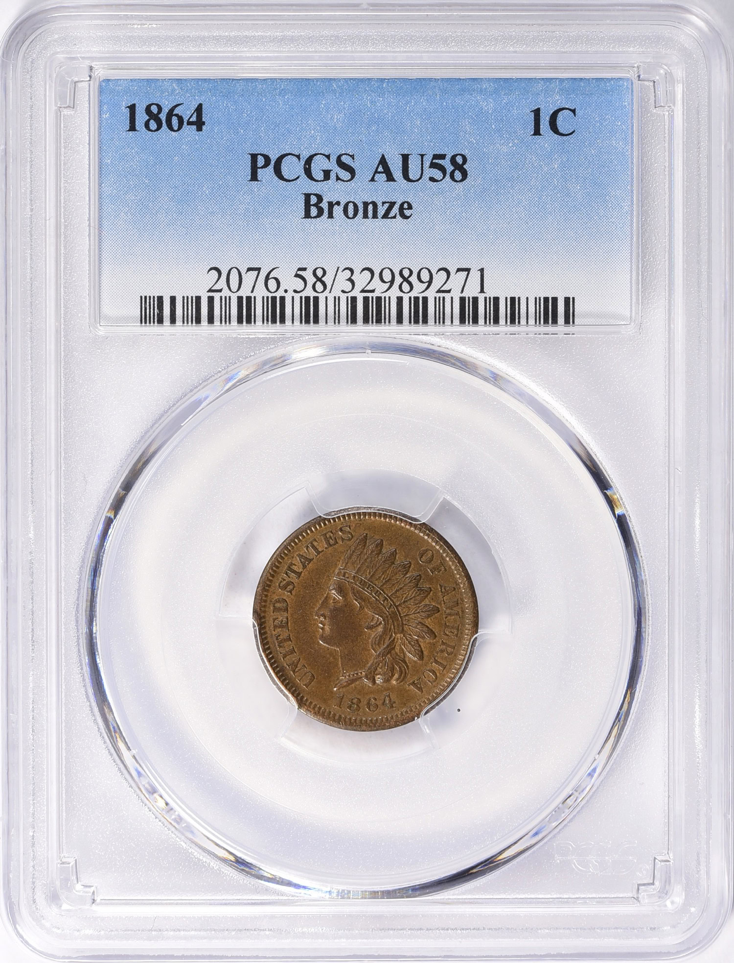 1864 Indian Cent Bronze PCGS AU-58 BN (Item 1820369) | GreatCollections Coin Auctions