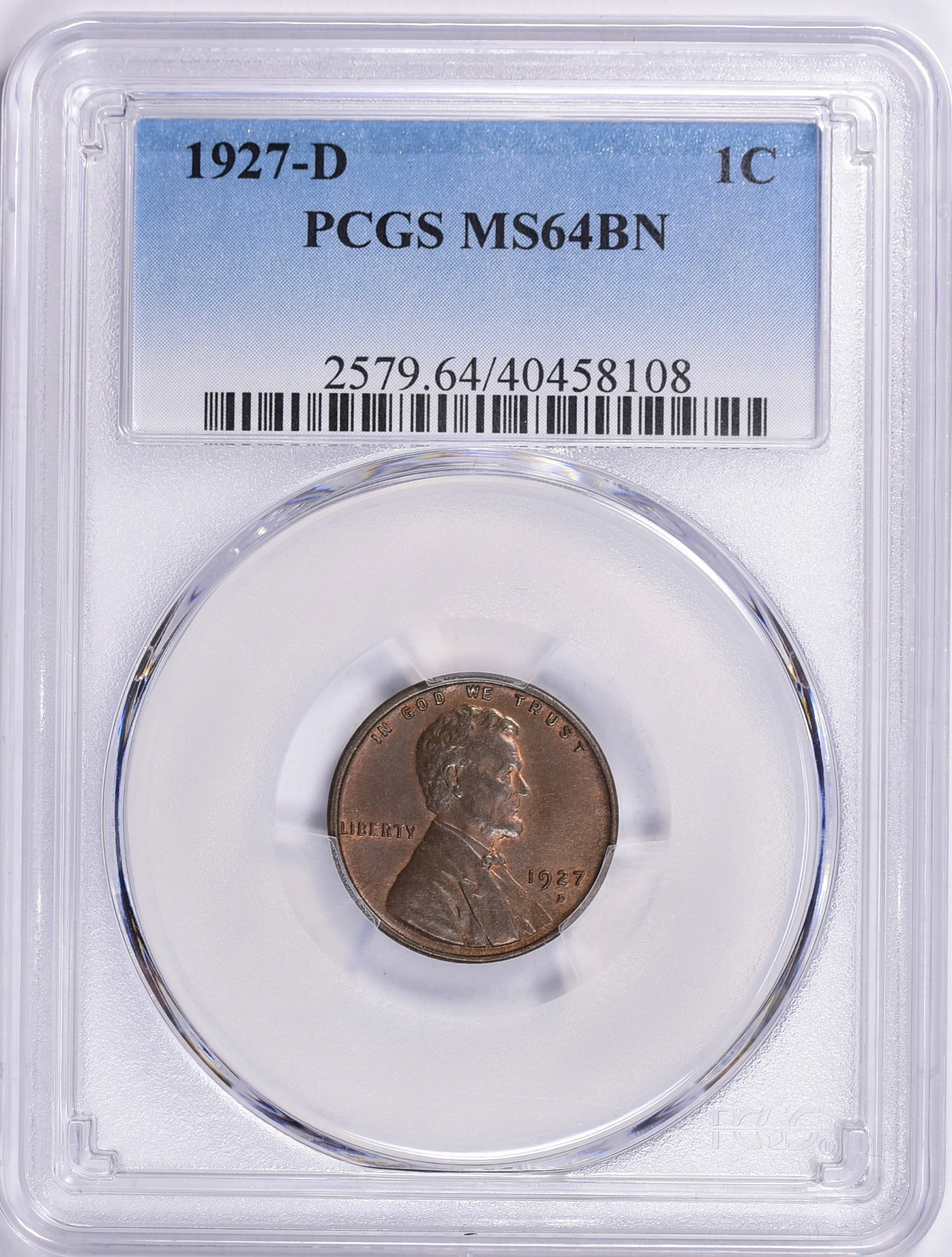 1927-D Lincoln Cent PCGS MS-64 BN (Item 1820386) | GreatCollections ...