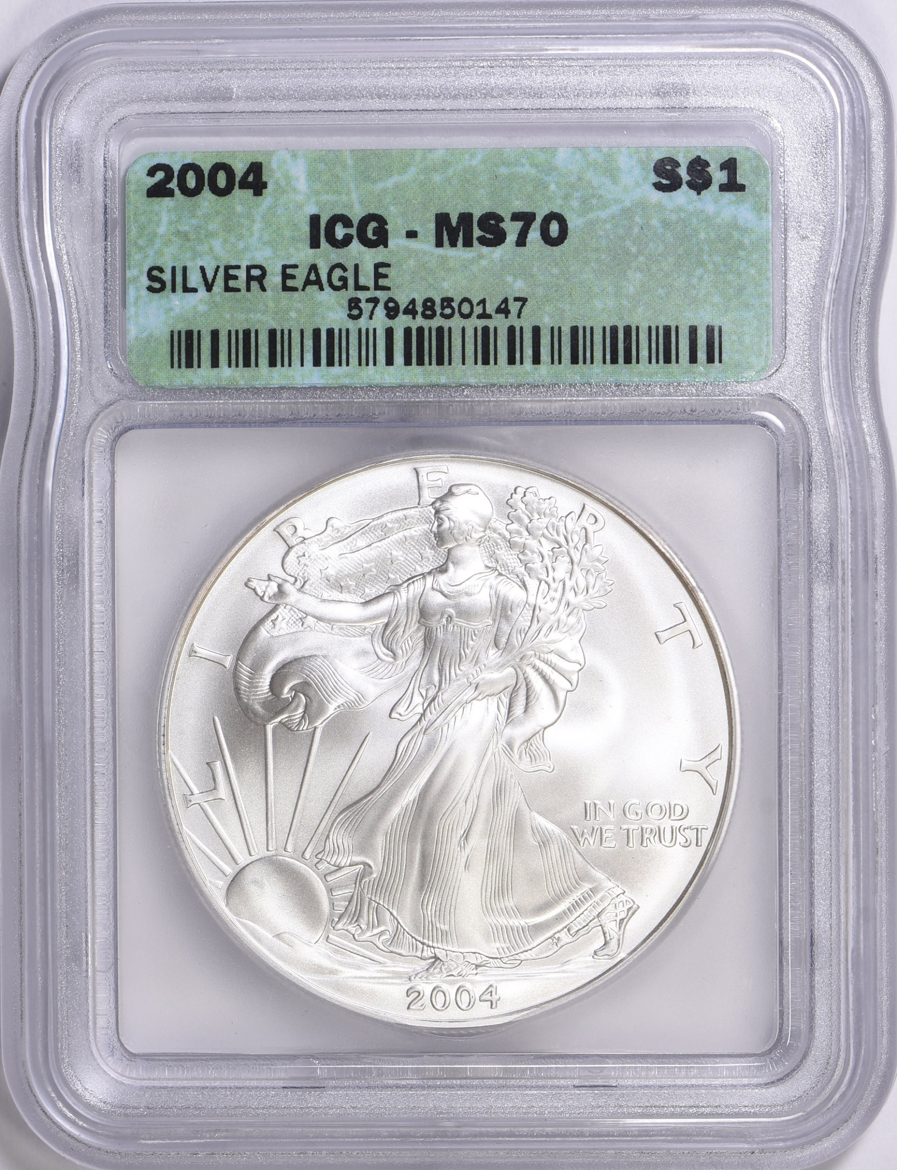 2004 $1 Silver Eagle ICG MS-70 (Item 1820600) | GreatCollections Coin ...