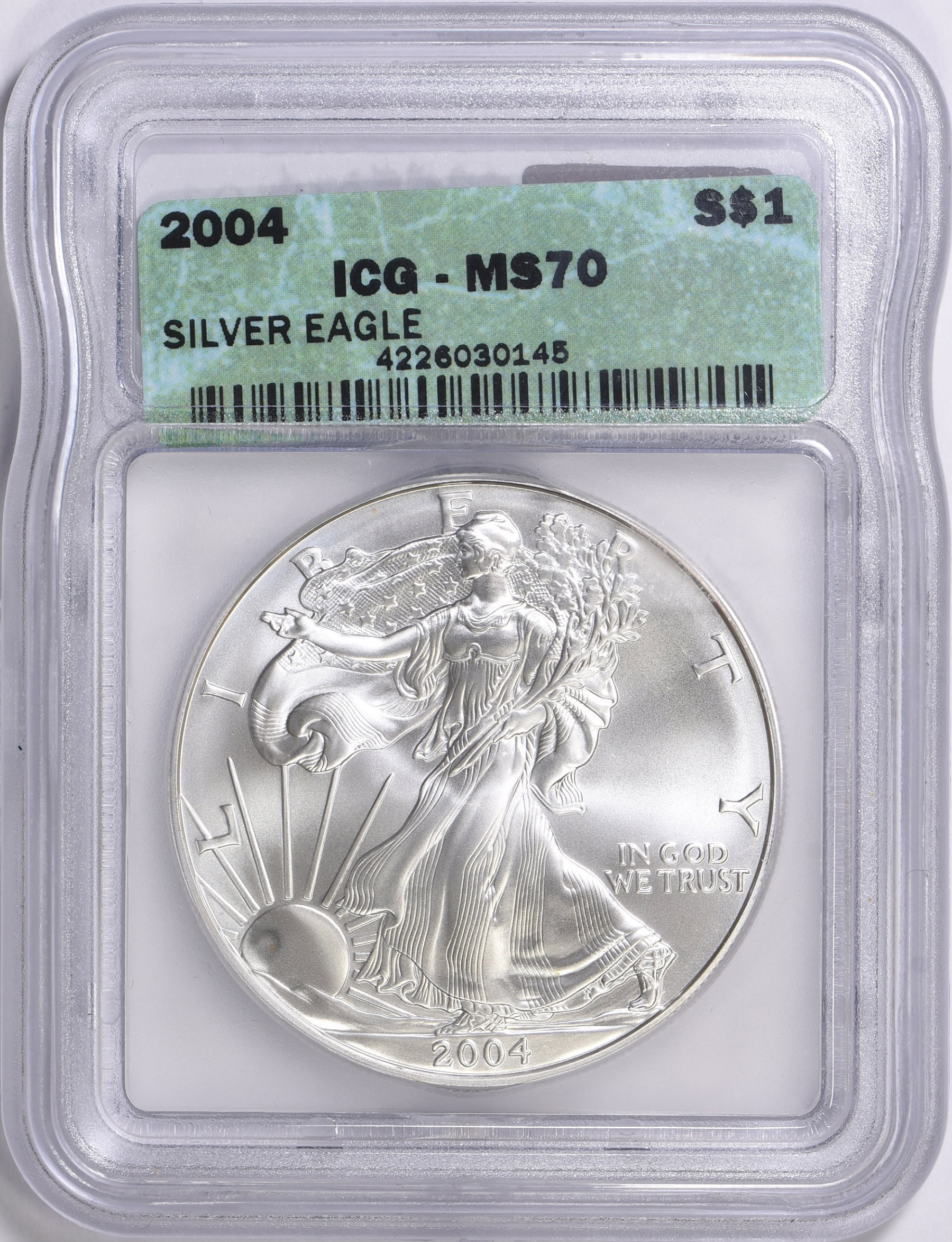 2004 $1 Silver Eagle ICG MS-70 (Item 1820601) | GreatCollections Coin ...