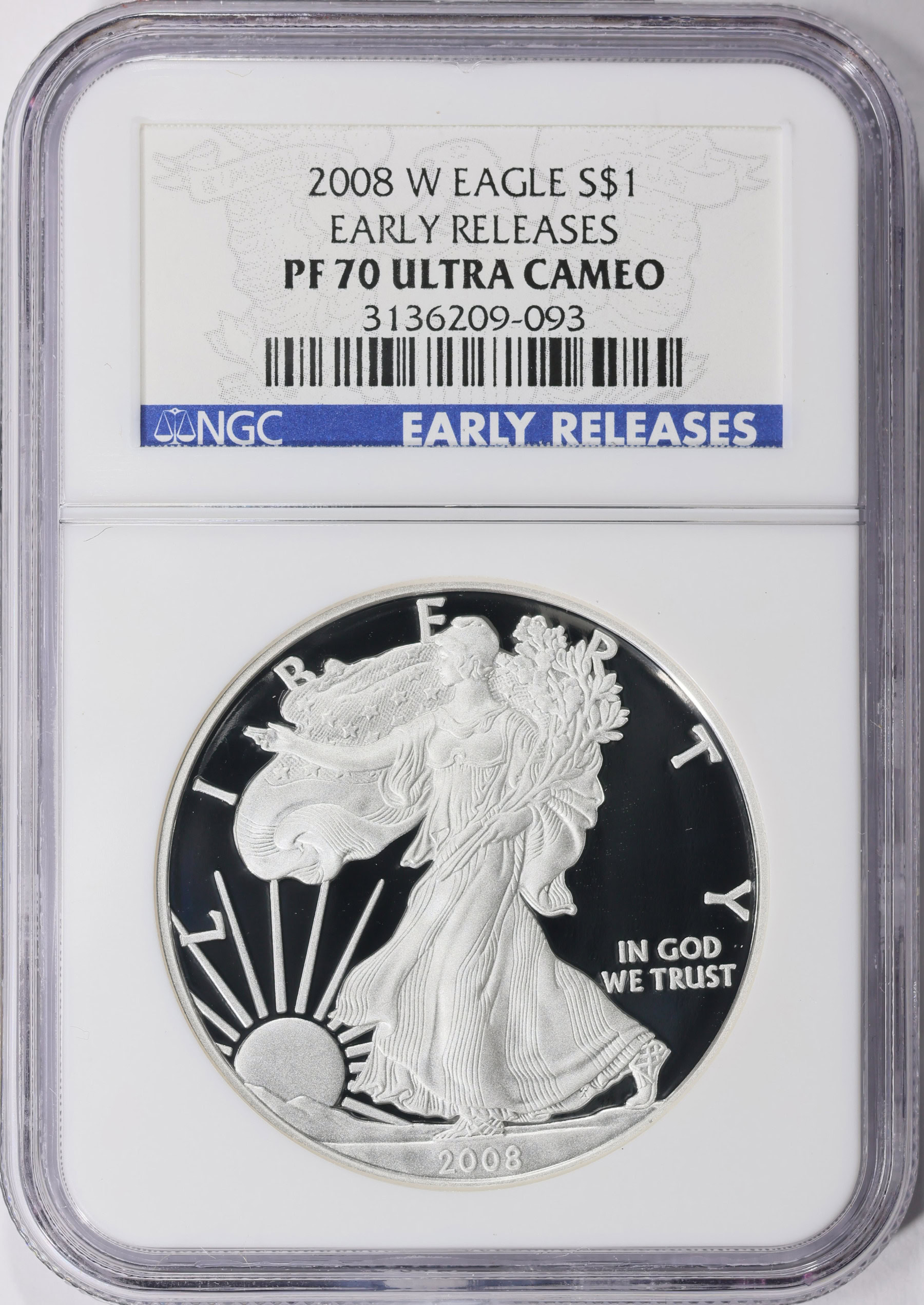 2008-W $1 Silver Eagle Early Releases NGC Proof-70 UC (Item 1820622) | GreatCollections Coin ...