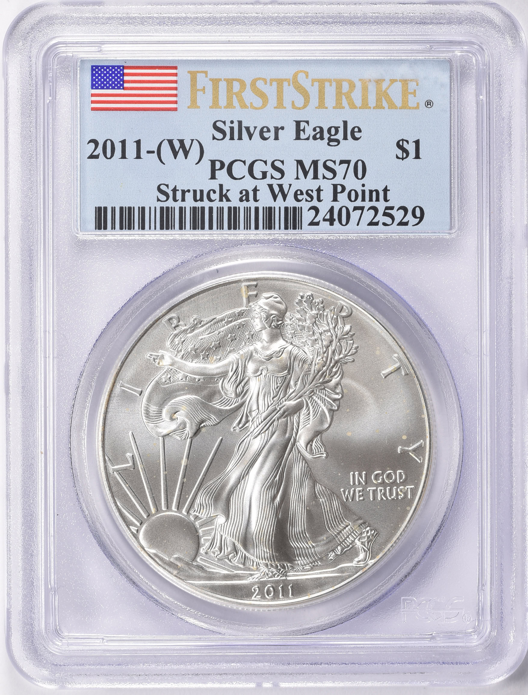 2011-(W) $1 Silver Eagle Struck at West Point First Strike PCGS MS-70 (Item 1820625 ...