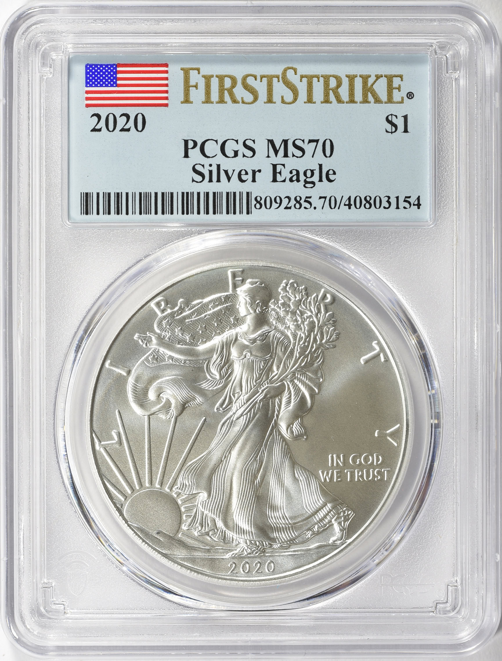 2020 $1 Silver Eagle First Strike PCGS MS-70 (Item 1820634 ...
