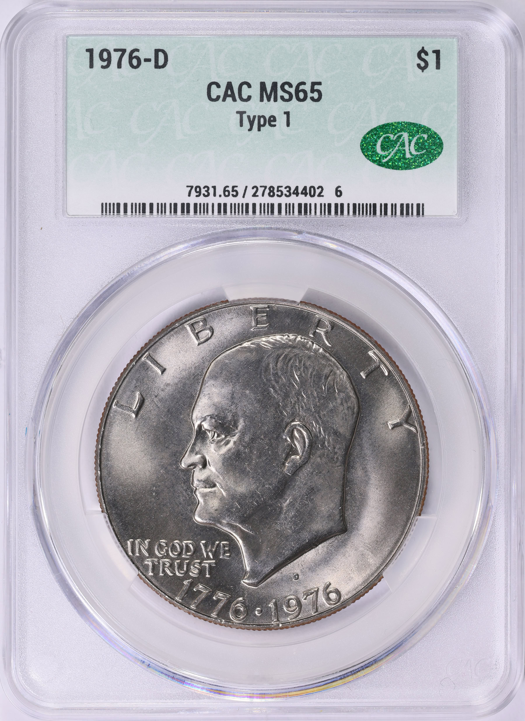1976-D Eisenhower Dollar Type 1 CACG MS-65 (Item 1820884) | GreatCollections Coin Auctions