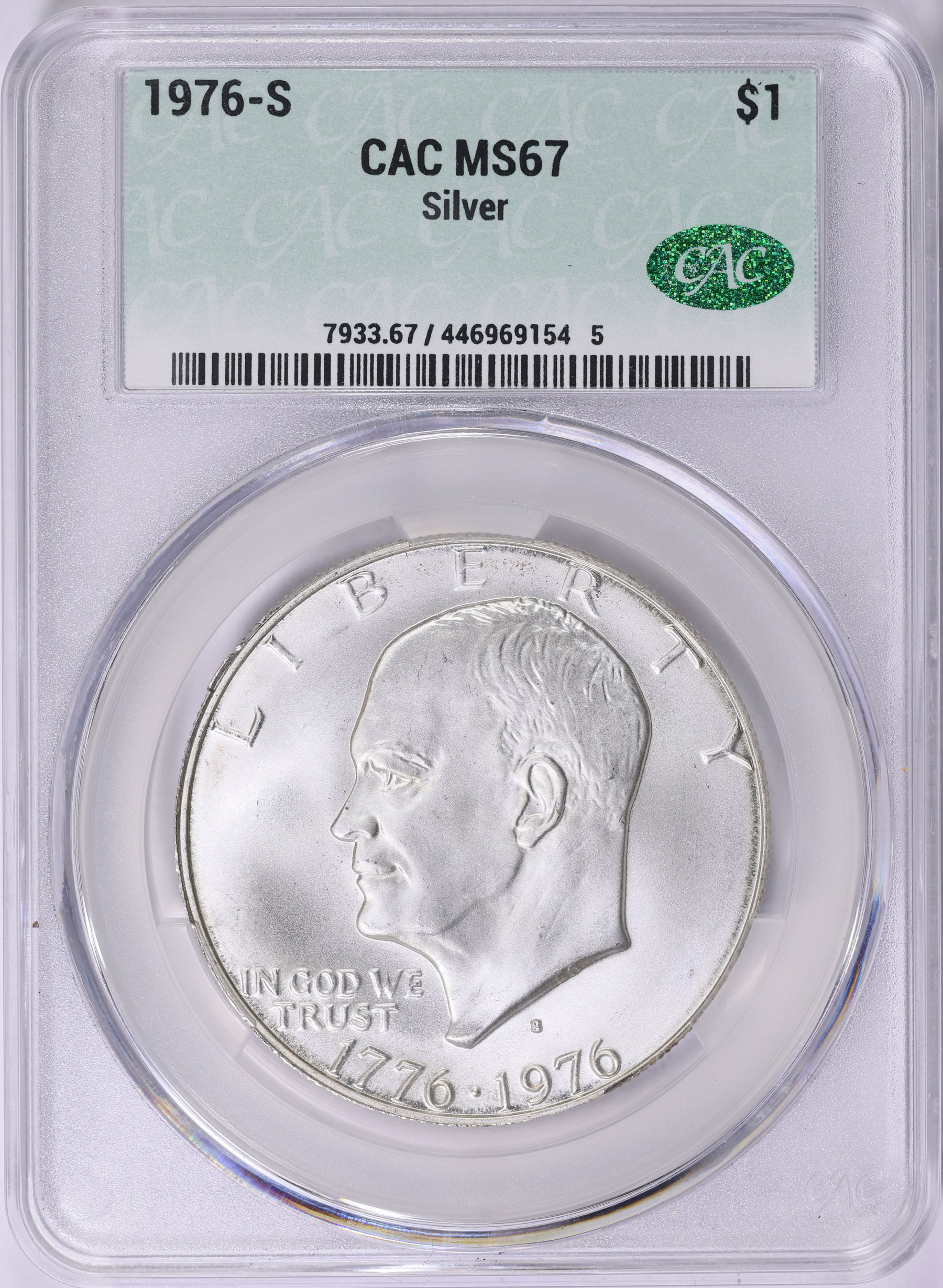 1976-S Eisenhower Dollar Silver CACG MS-67 (Item 1820898) | GreatCollections Coin Auctions