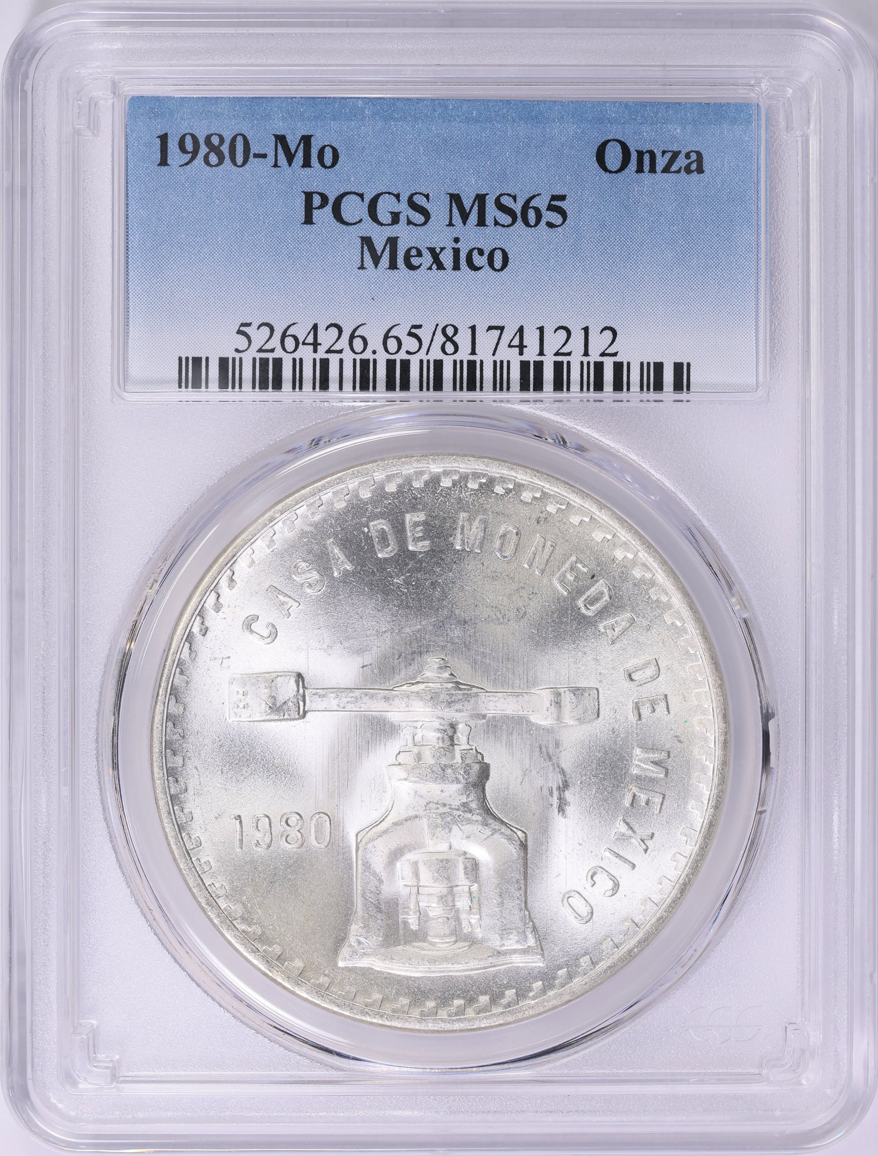 Mexico 1980-Mo Silver Onza KM-M49b.5 PCGS MS-65 (Item 1820909) | GreatCollections Coin Auctions