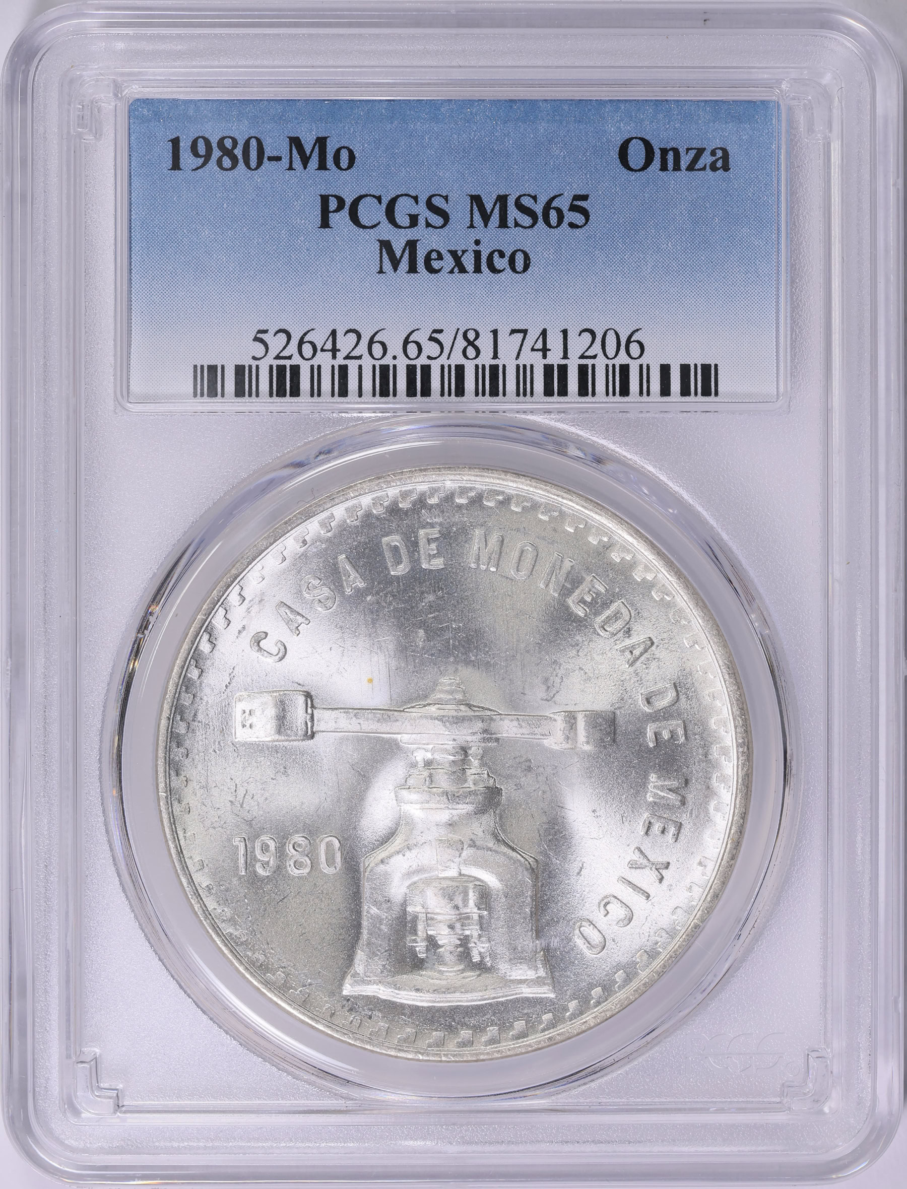 Mexico 1980-Mo Silver Onza KM-M49b.5 PCGS MS-65 (Item 1820911) | GreatCollections Coin Auctions