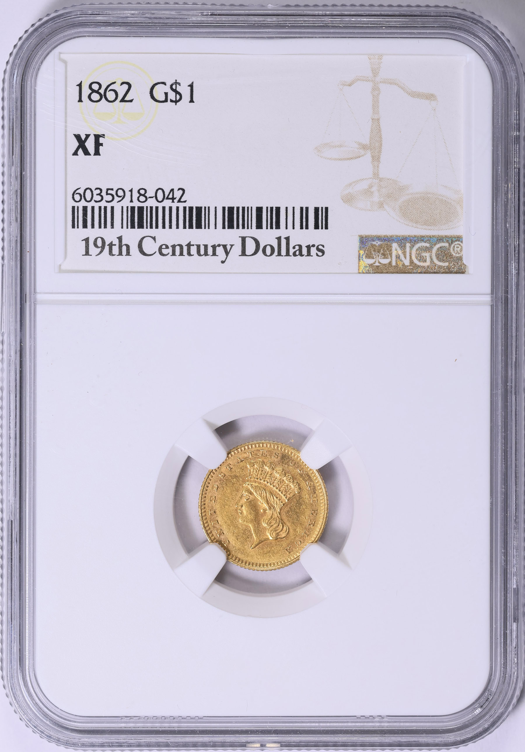 1862 Indian Princess Gold Dollar NGC XF (Item 1820919 ...