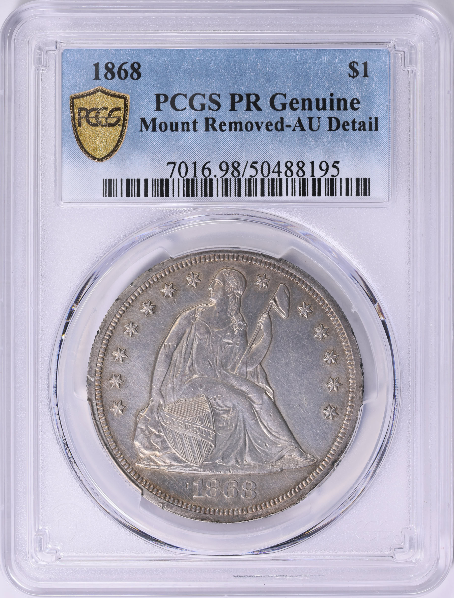 1868 Seated Liberty Silver Dollar PCGS Genuine AU Details (Item 1820958) | GreatCollections Coin ...