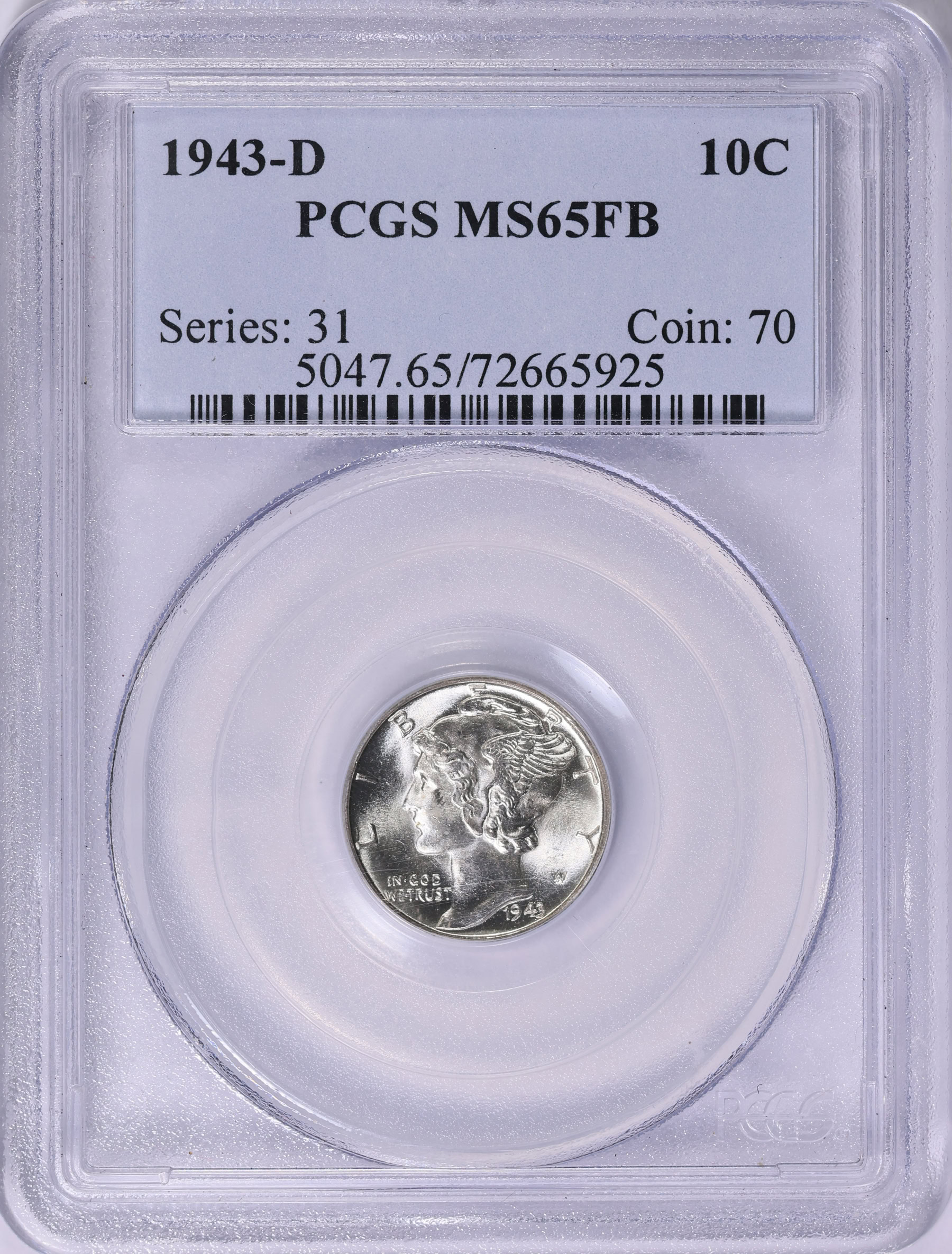 1943-D Mercury Dime PCGS MS-65 FB (Item 1821148) | GreatCollections Coin Auctions