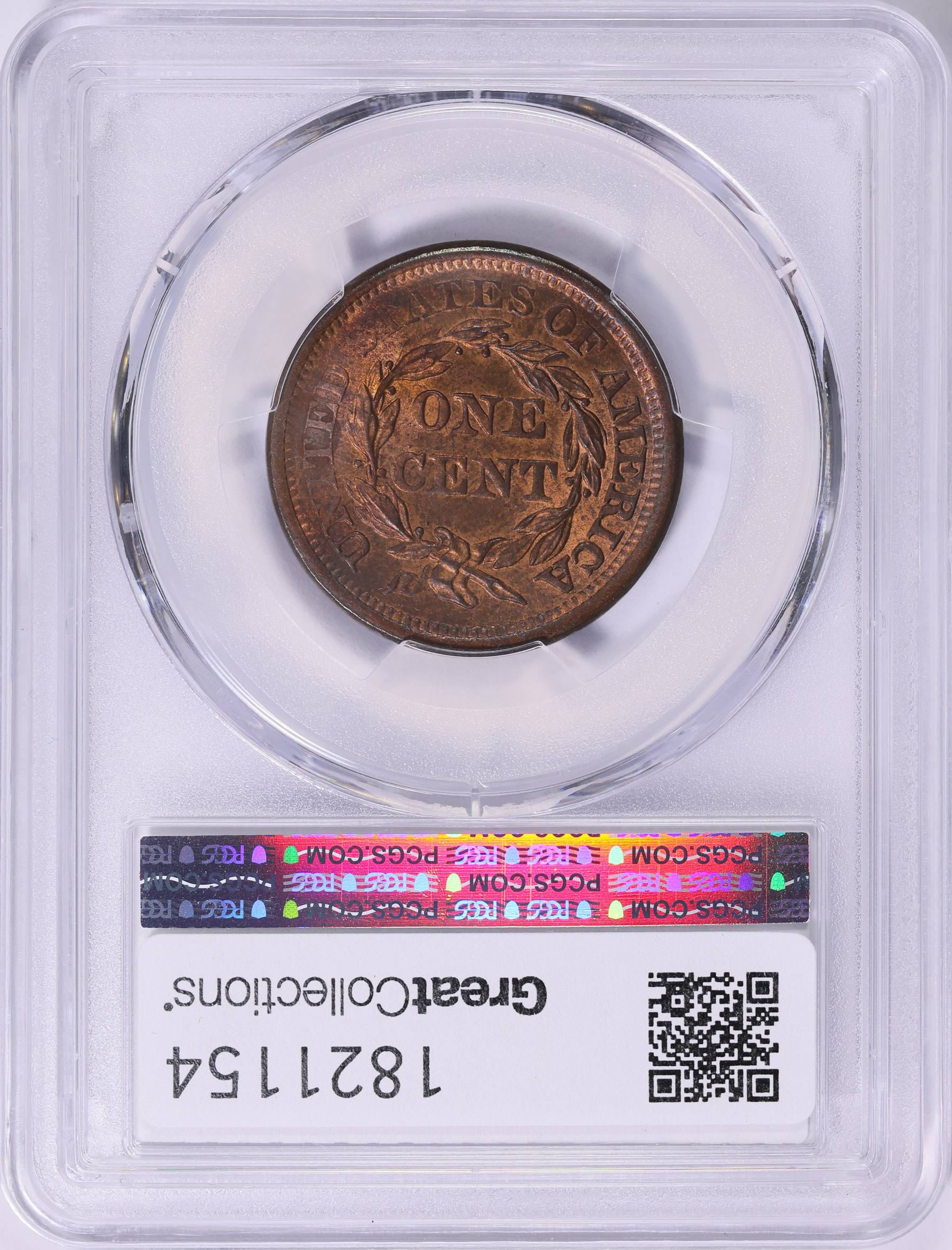 1856 Braided Hair Cent Slanted 5 PCGS MS-63 RB (Item 1821154 ...