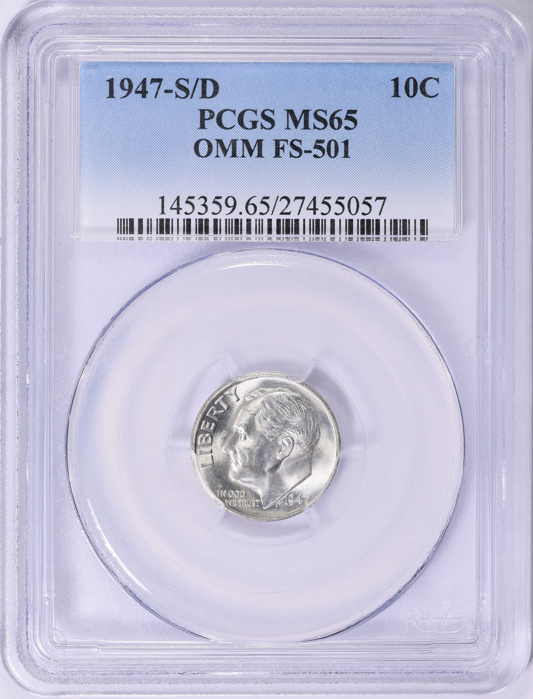 1947-S/D Roosevelt Dime Over Mintmark FS-501 PCGS MS-65 (Item 1821216 ...