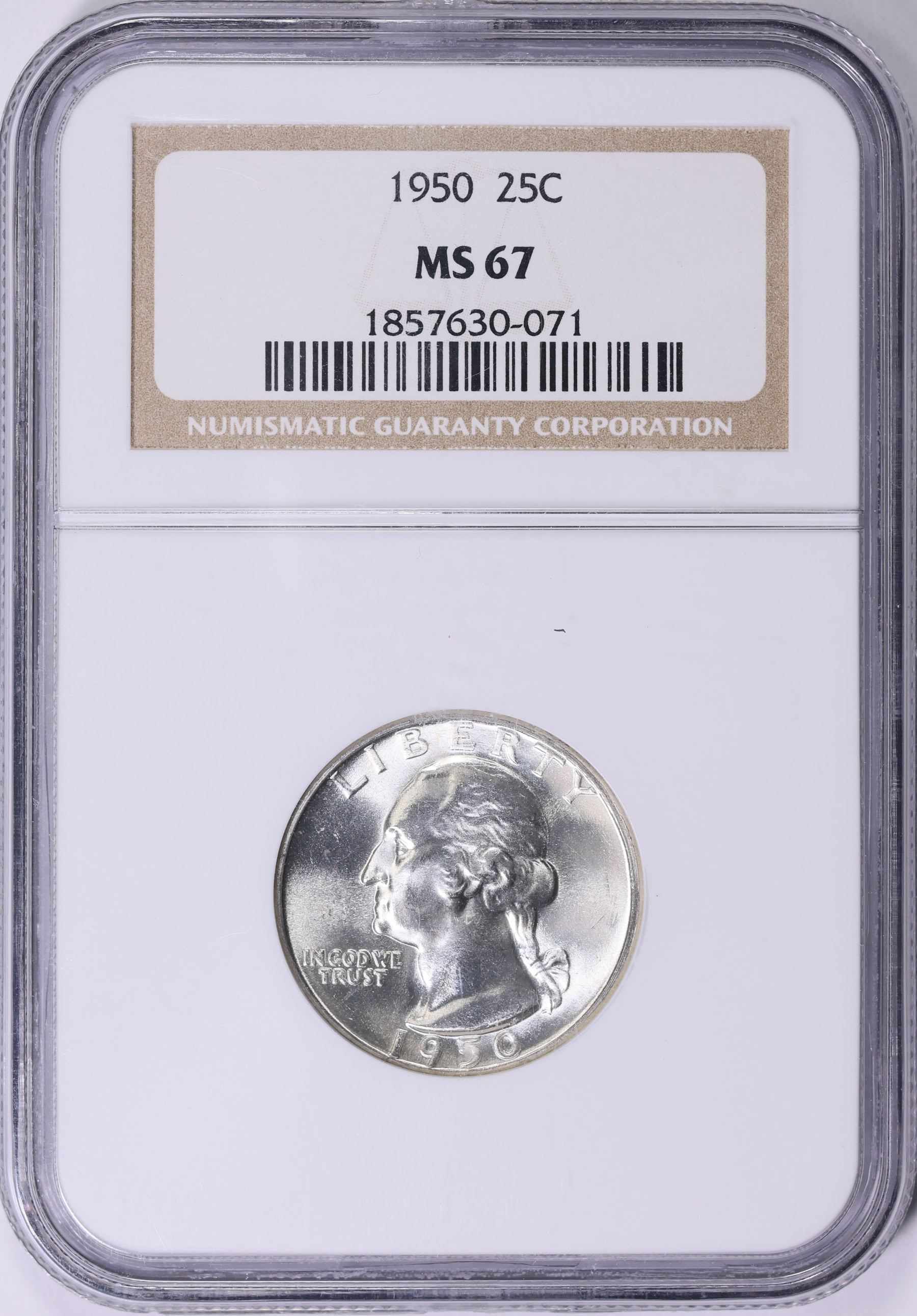 1950 Washington Quarter NGC MS-67 (Item 1821226) | GreatCollections Coin Auctions