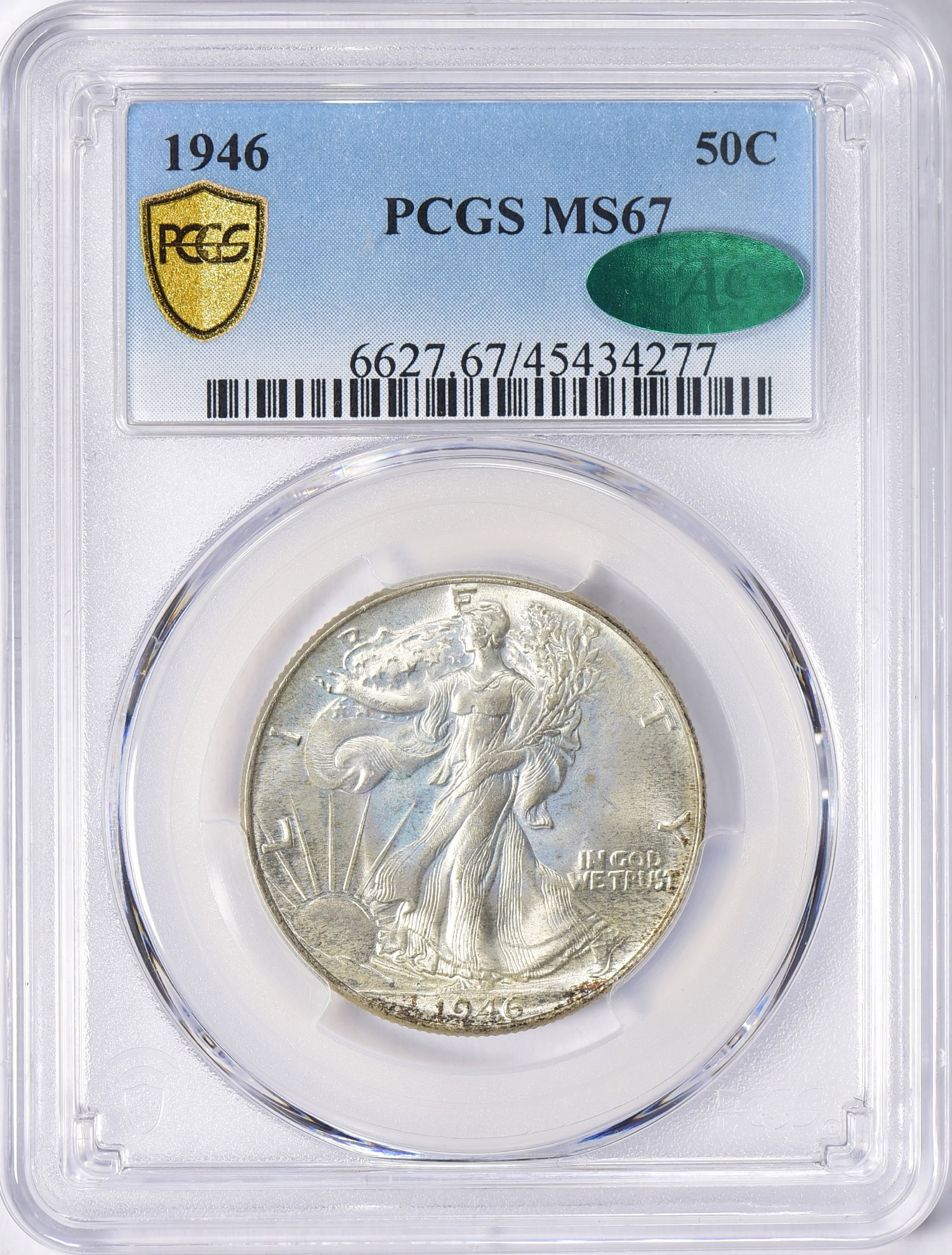 1946 Walking Liberty Half Dollar PCGS MS-67 (CAC Green) (Item 1821249) | GreatCollections Coin ...