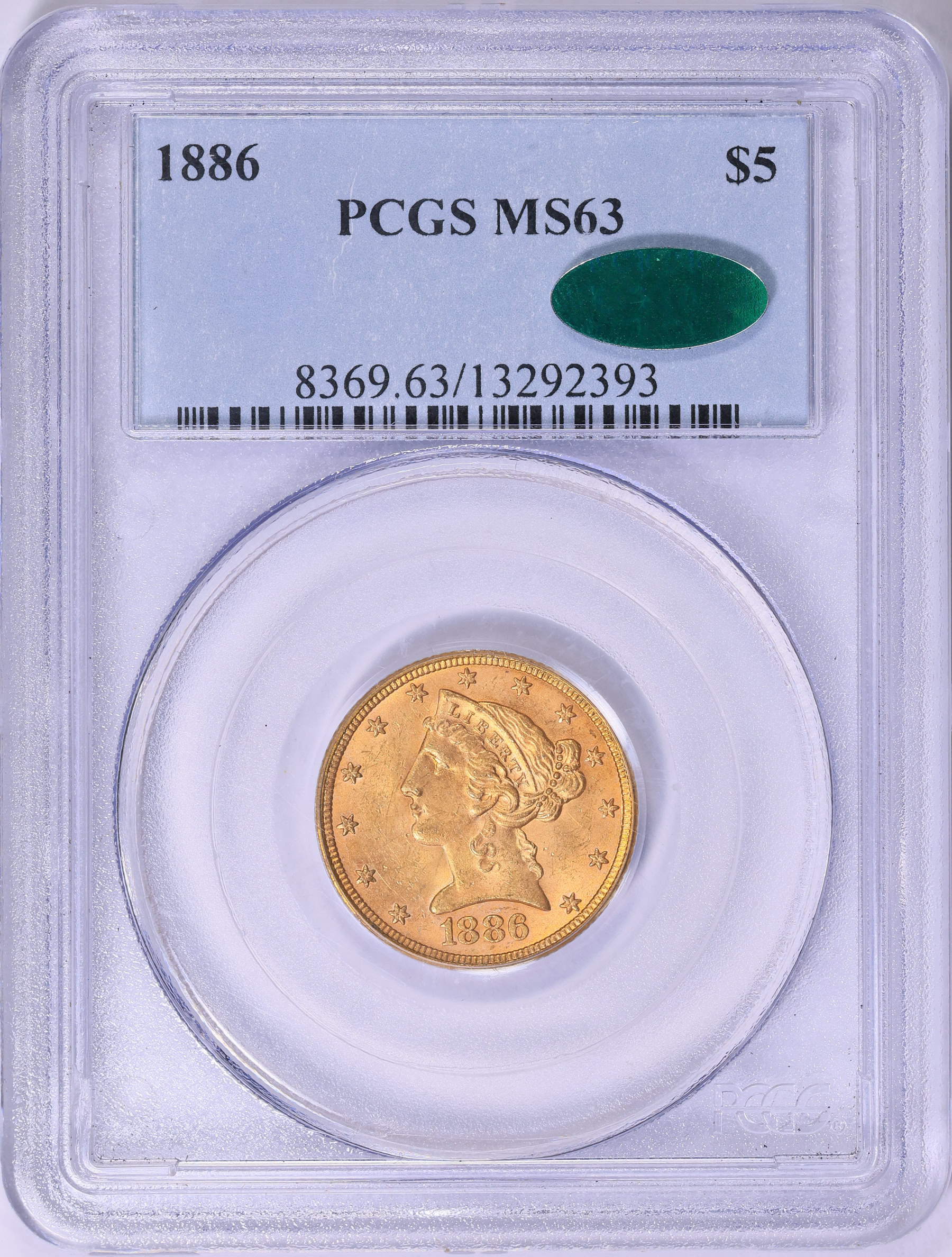 1886 Liberty Gold Half Eagle PCGS MS-63 (CAC Green) (Item 1821279) | GreatCollections Coin Auctions